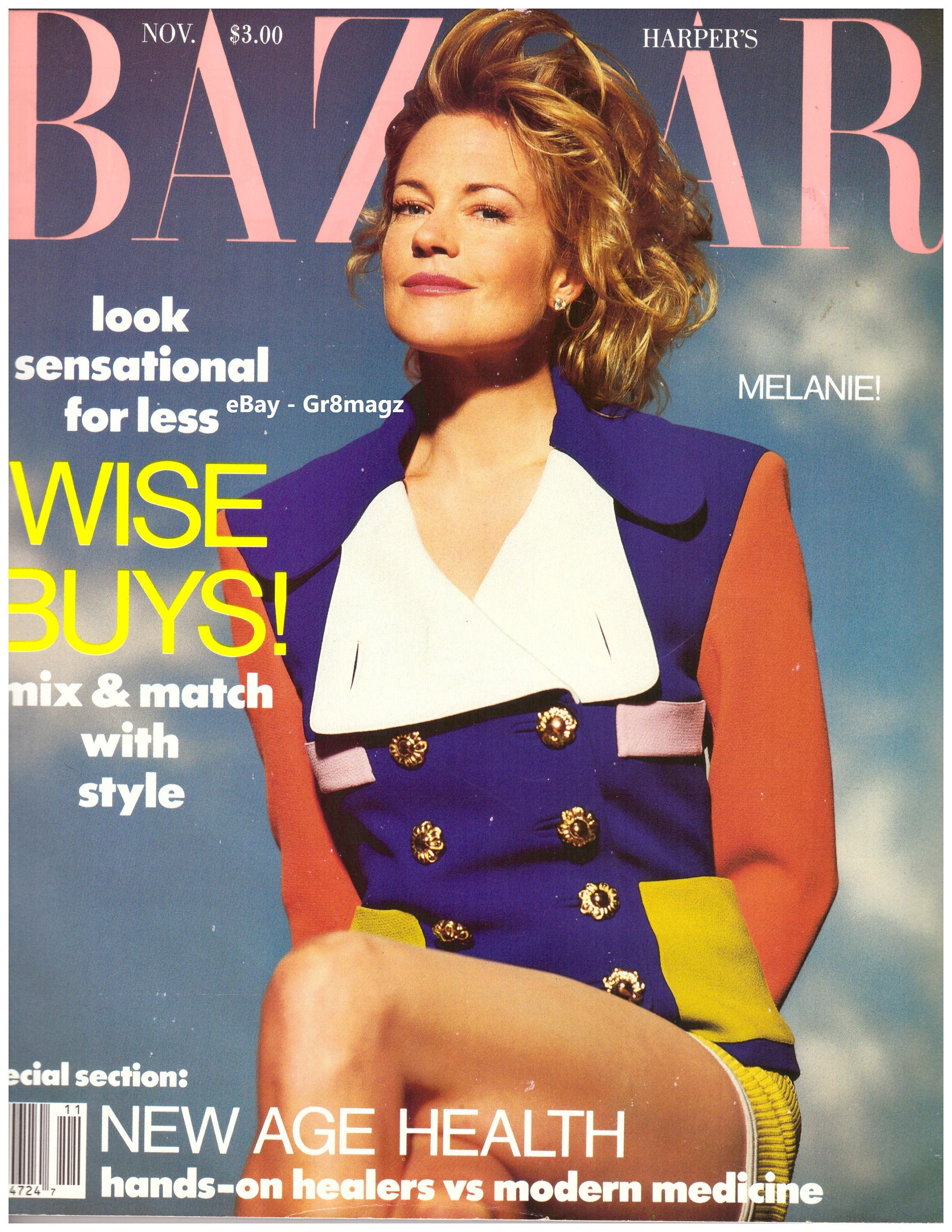 1990 Harper's Bazaar Vintage Fashion Magazine Melanie Griffith ...