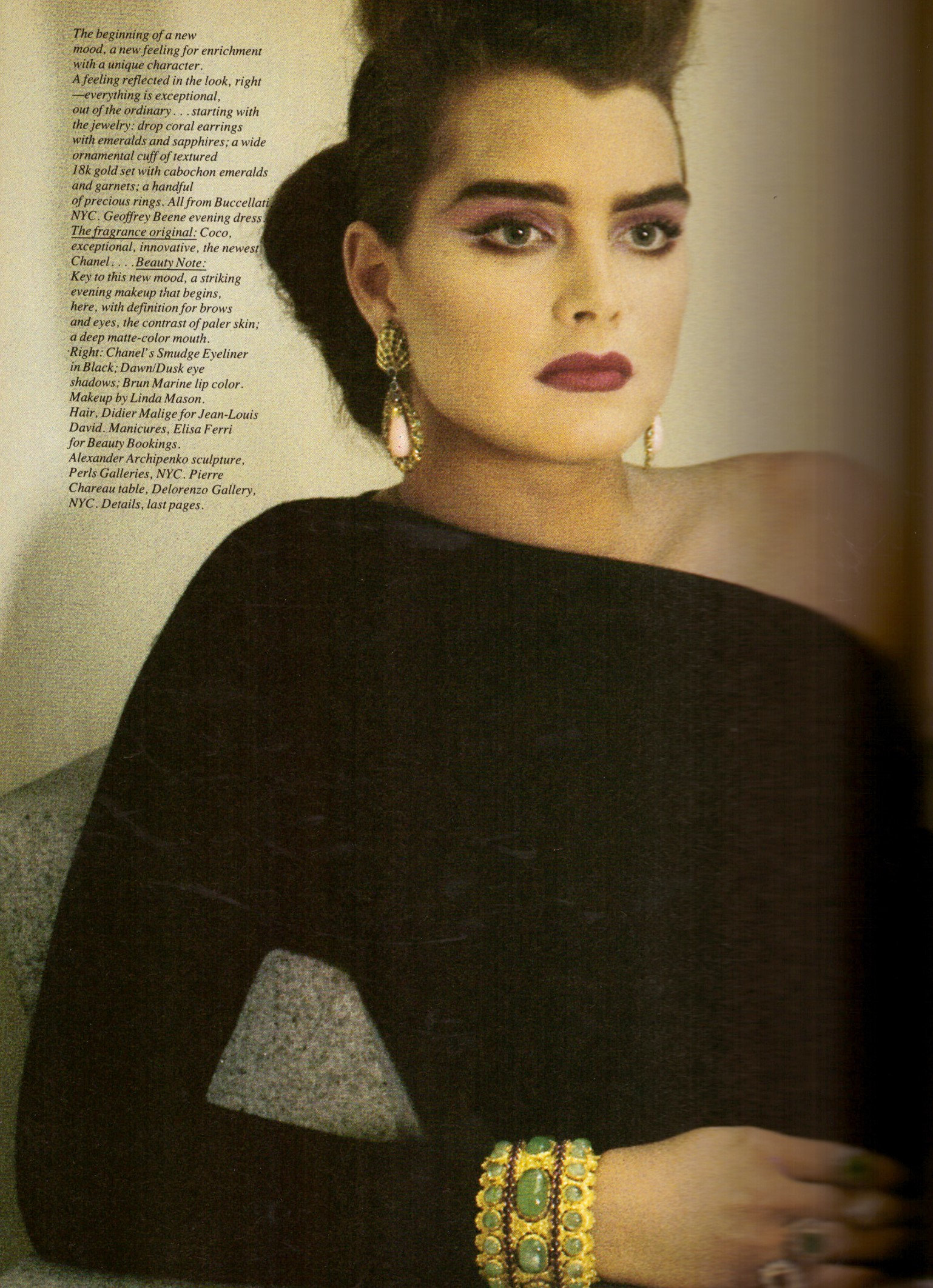 1985 Vogue Fashion Magazine Renee Simonsen Brooke Shields Paulina ...