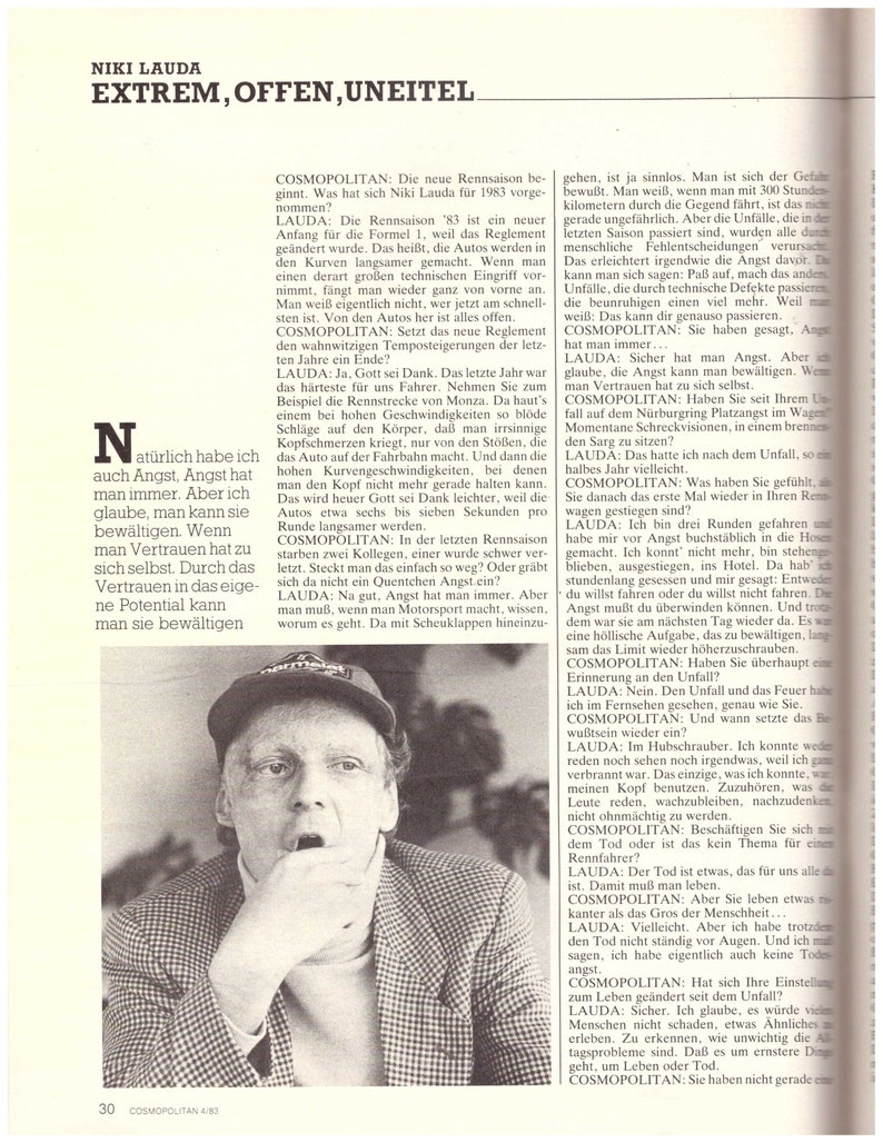 1983 Cosmopolitan Germany Vintage Fashion Magazine Gia Carangi Patrick ...
