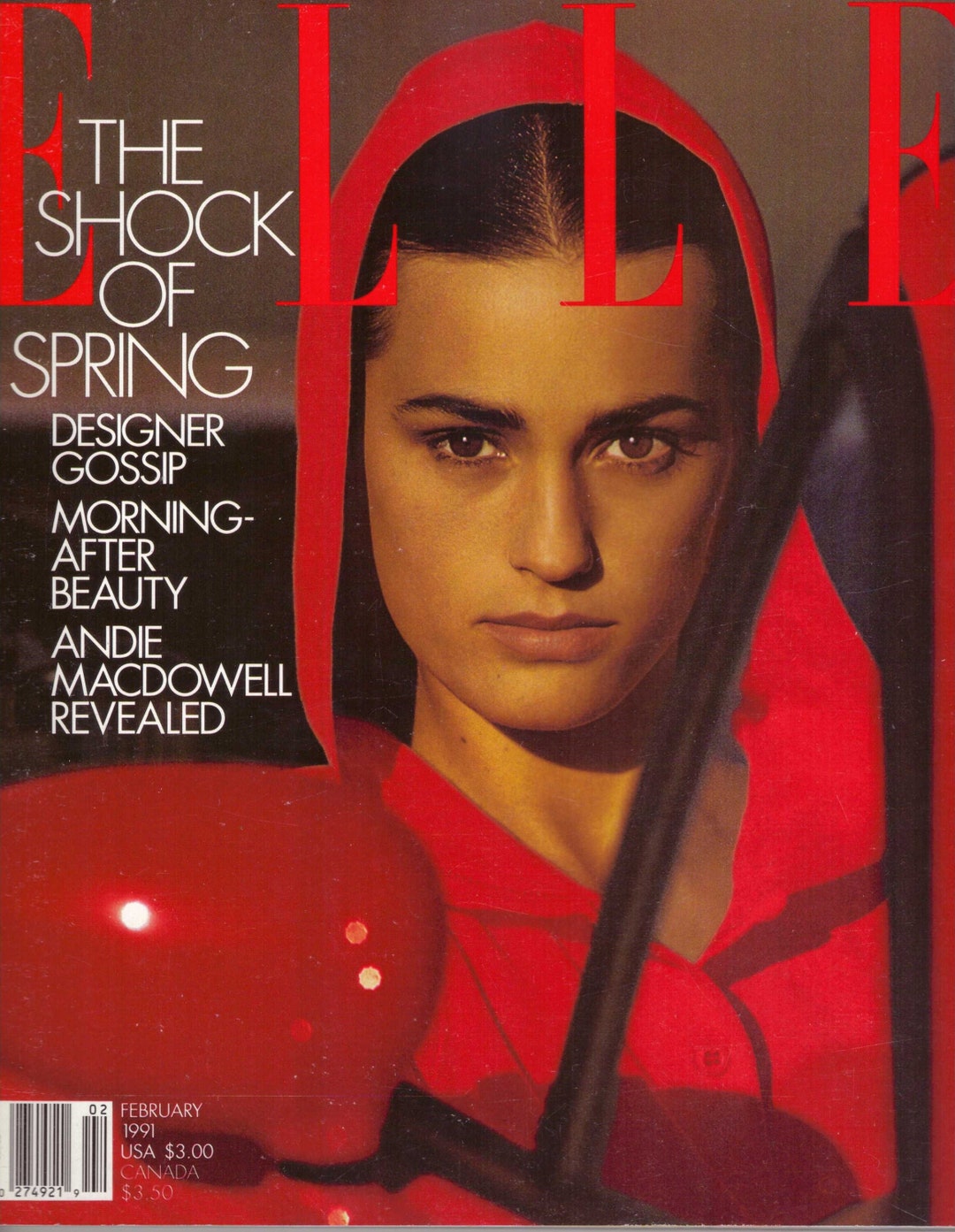 1991 Elle Vintage Fashion Magazine Yasmin Lebon Andie Macdowell Danny ...