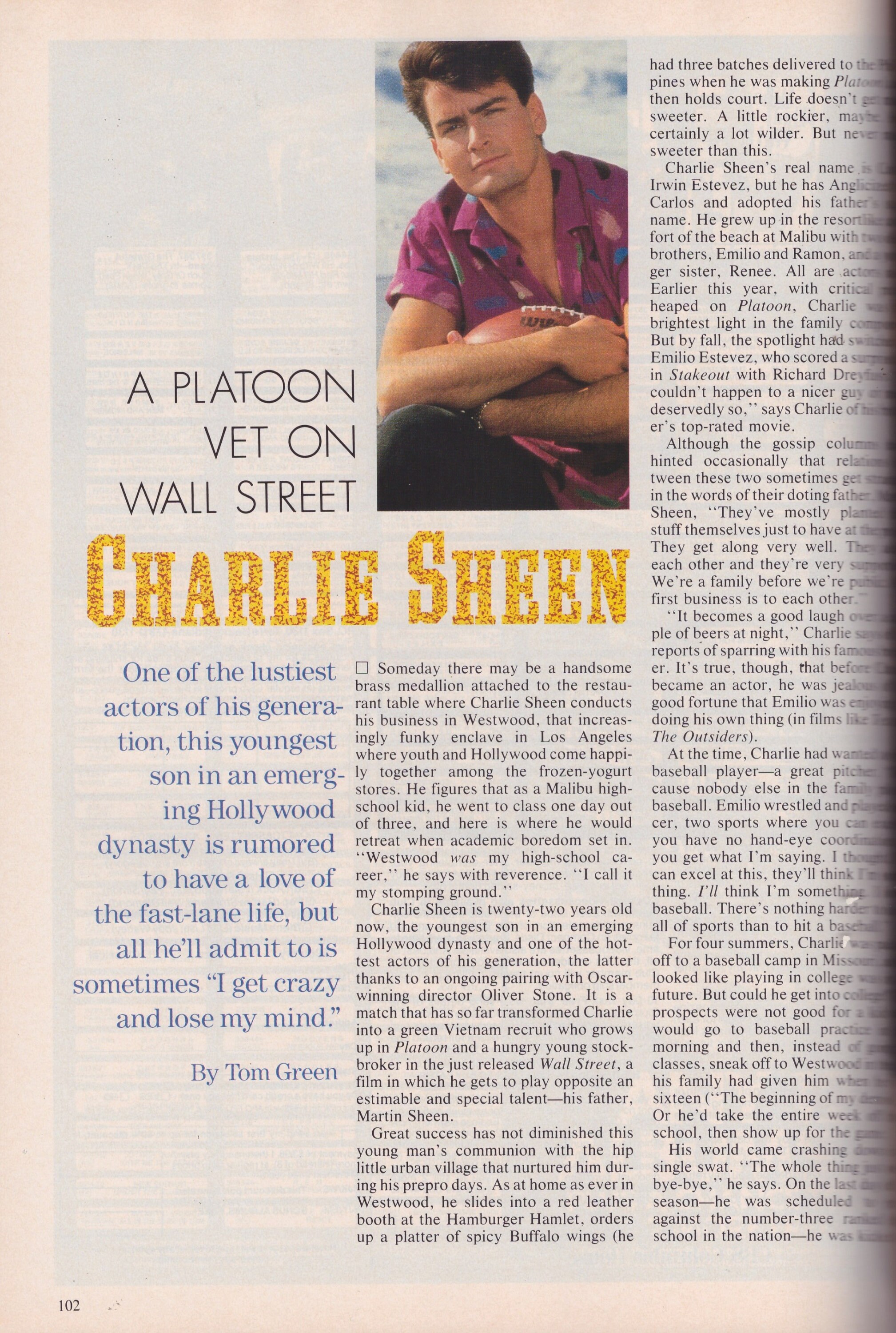 1987 Cosmopolitan Vintage Fashion Magazine Charlie Sheen Shirley ...