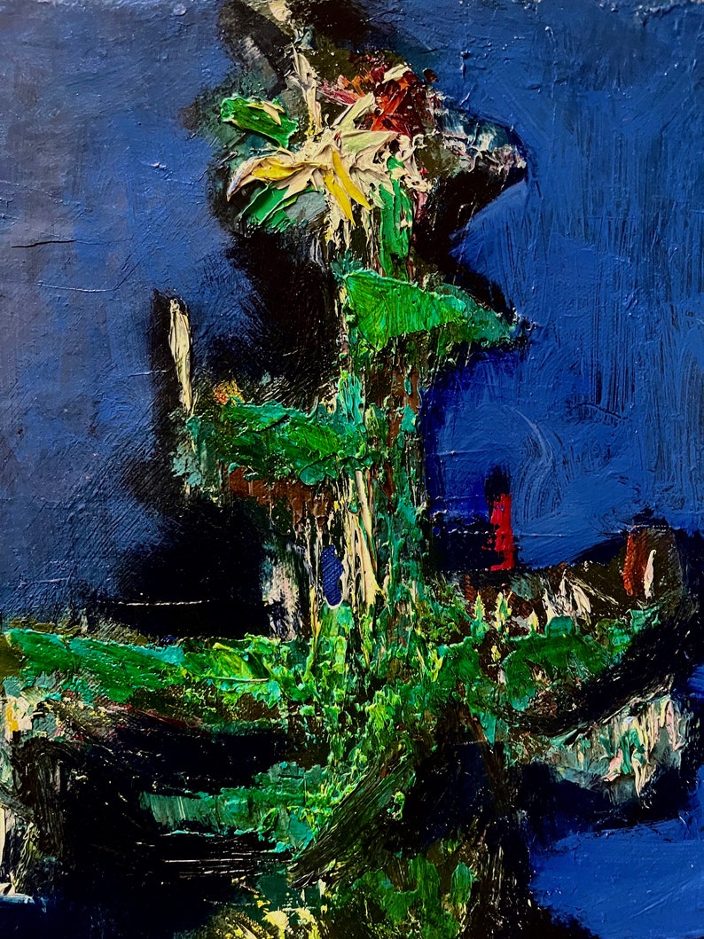 Very Large Original Painting Oil, Vintage Still Life christmas Tree by ...