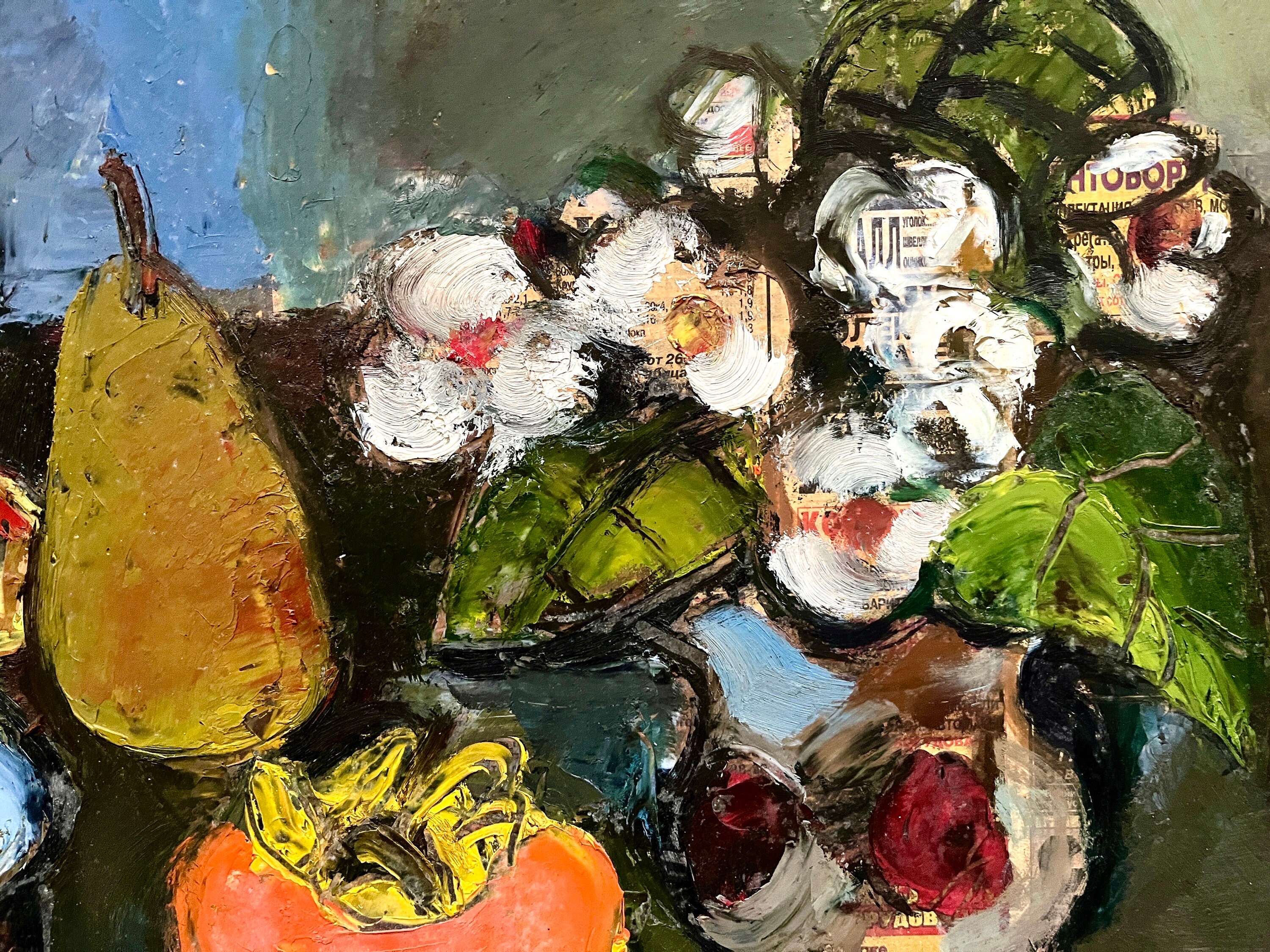 Original Vintage Oil Painting Still Life persimmon by Kerop Sogomonian ...