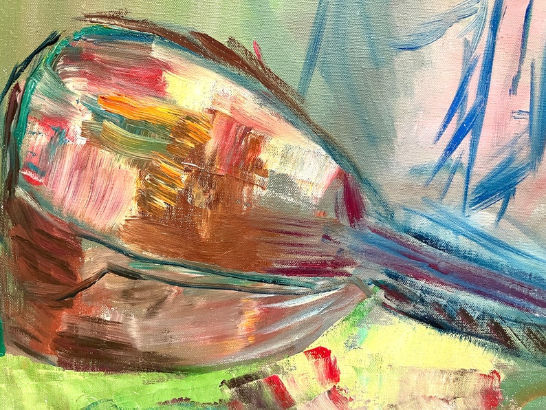 Original Oil Painting, Vintage Still Life mandolin by Marie Louise ...
