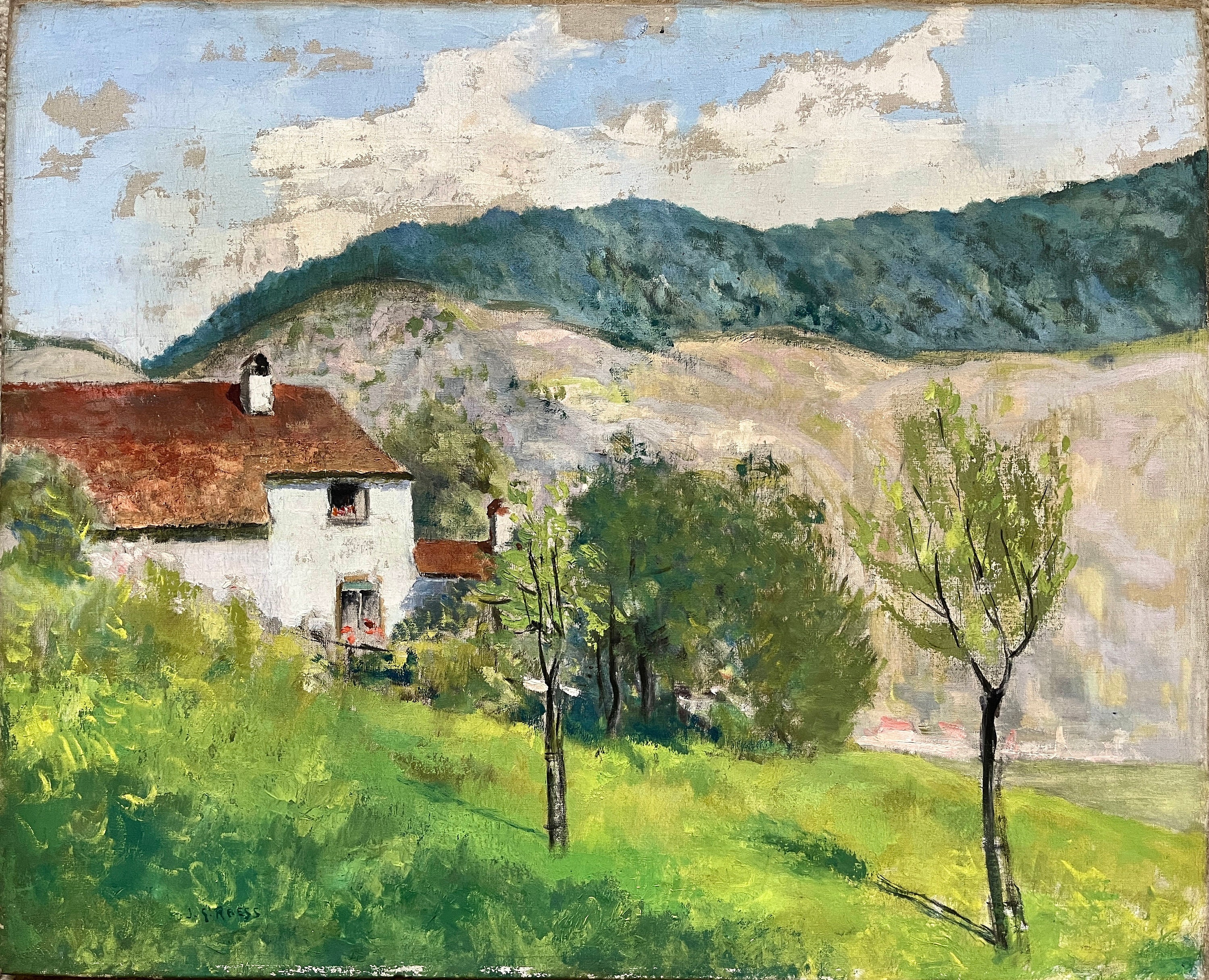 Antique Oil Painting, Original Landscape dans Les Vosges by Jean ...