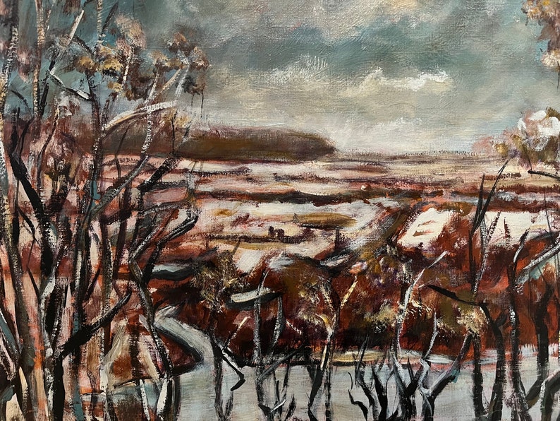 Vintage Oil Painting Original Landscape by Jean Korde 1921-2018, Signed ...