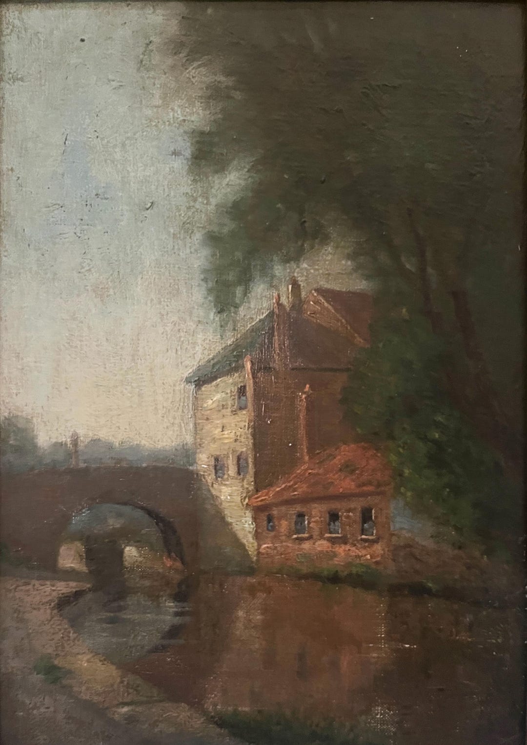 Antique Oil Painting, Original Landscape outskirts of Dunkirk by ...