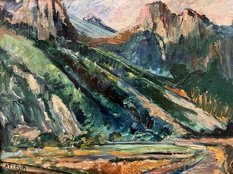 Original Oil Painting, Vintage Landscape by Alice Thevin 1862-1937 ...