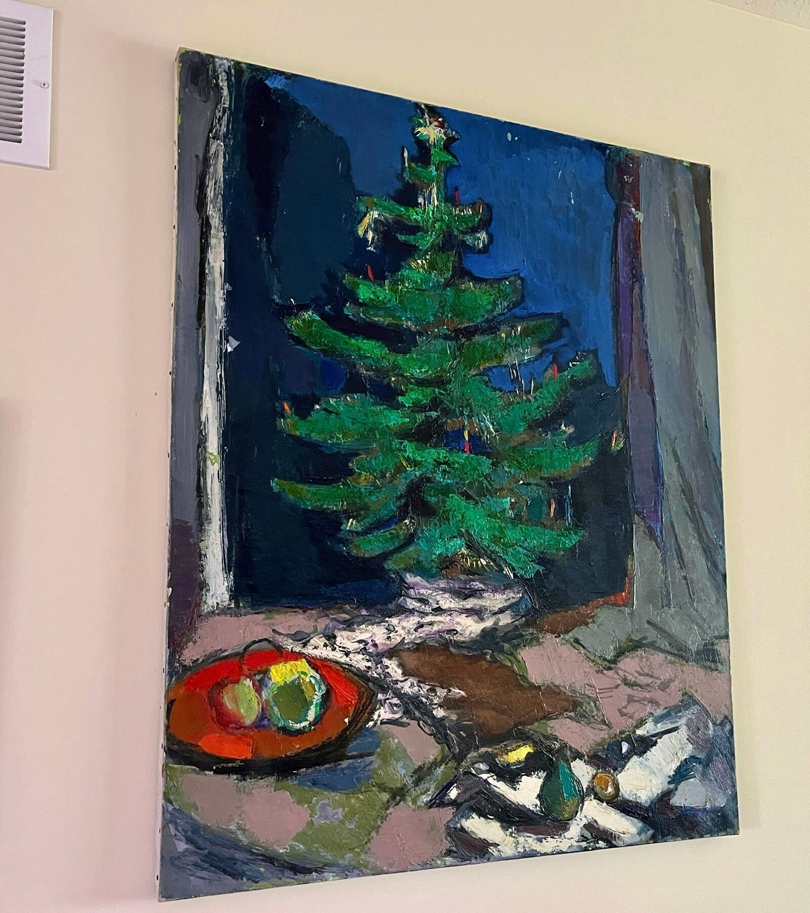 Vintage Christmas Tree Oil Painting, Signed Biro, Still Life - Etsy