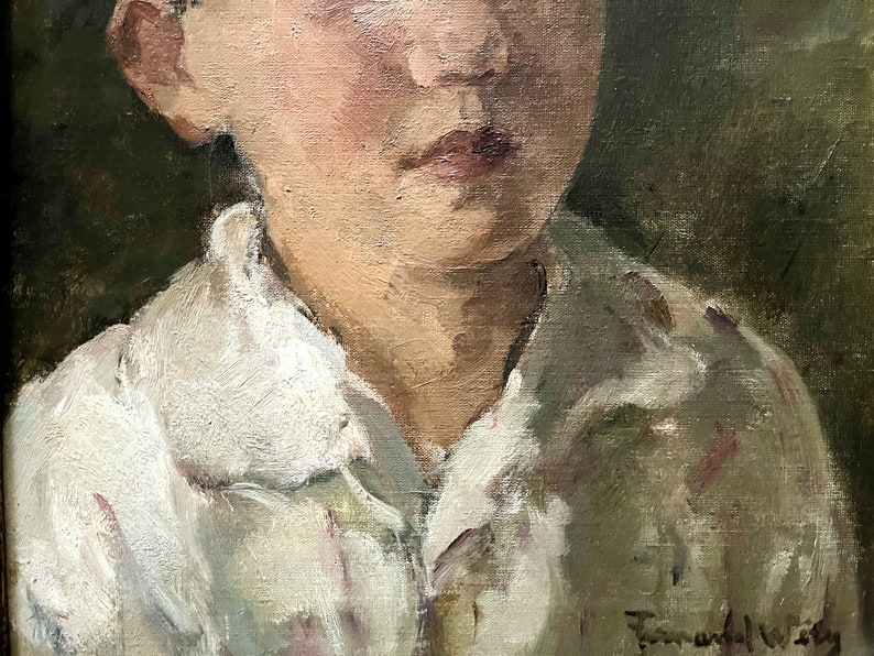 Antique Boy Portrait Oil Painting by Fernand Wéry, Framed - Etsy