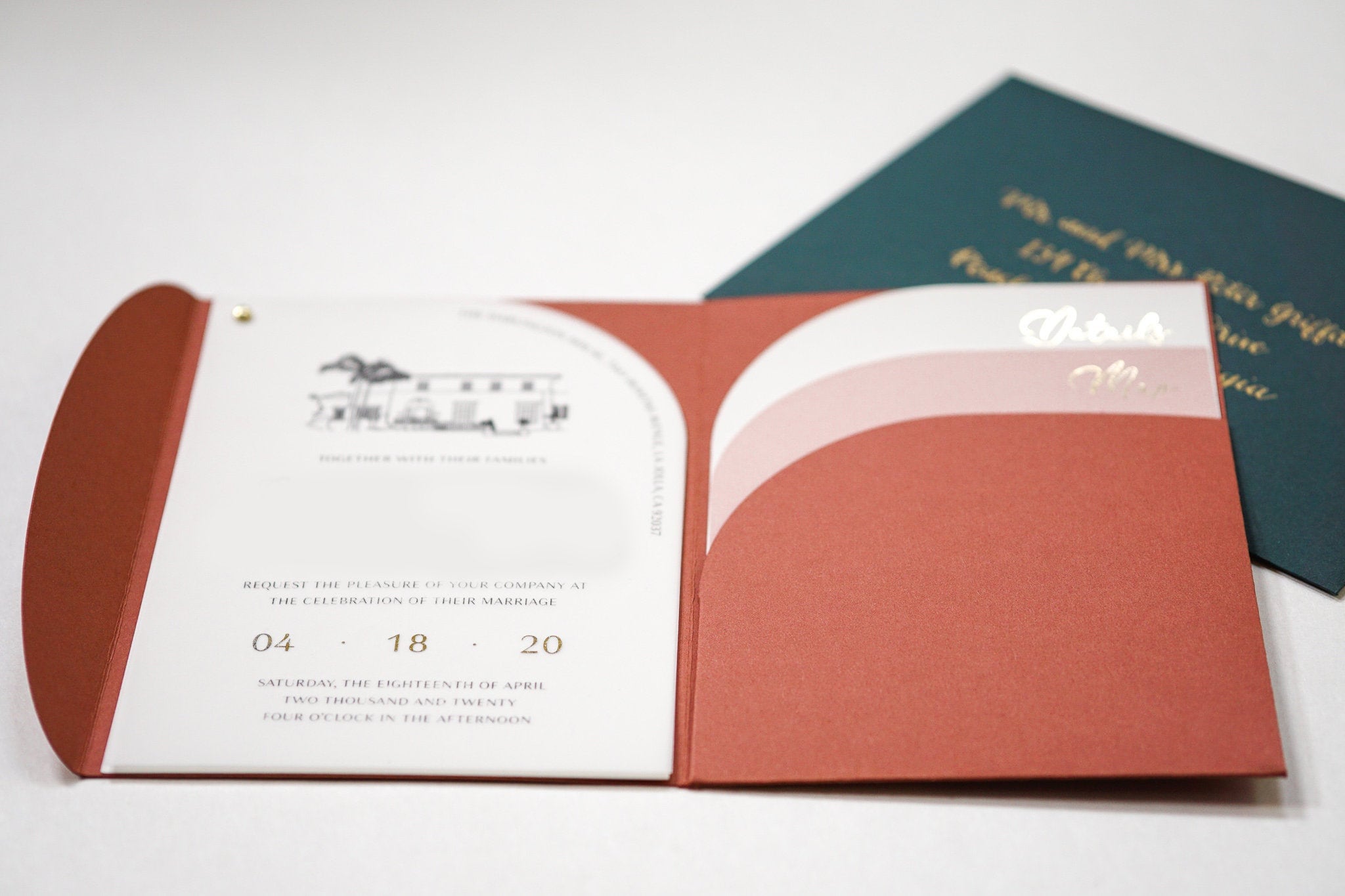Custom Arched Pocket Invitation Suites | A7 Pocketfolder | Rounded ...