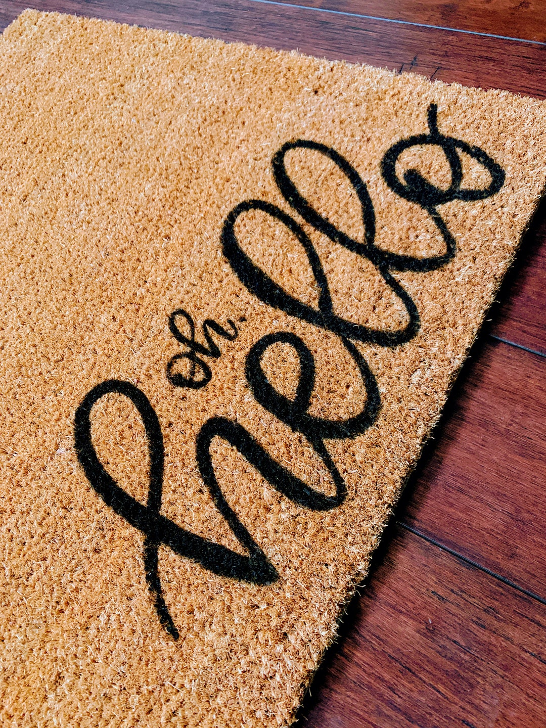 Oh Hello Welcome Mat Hand-lettered Hand-painted Coir Doormat - Etsy