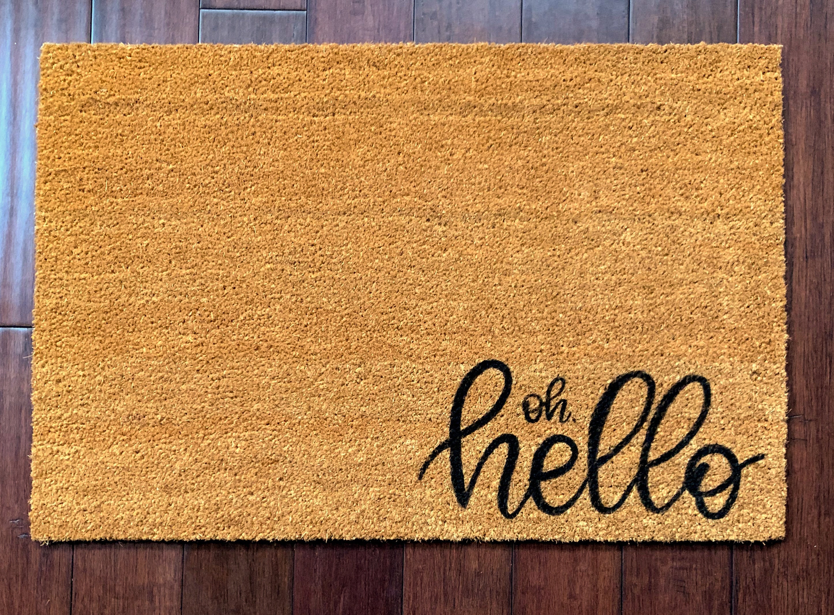 Oh Hello Welcome Mat Hand-lettered Hand-painted Coir Doormat - Etsy