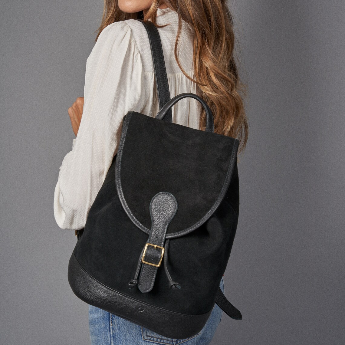 Black Suede Leather Backpack, Go Anywhere Backpack in Espresso Suede ...