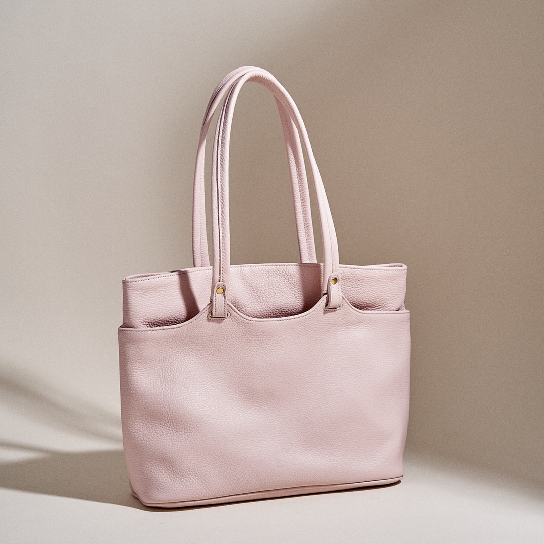 Pink Leather Tote Bag Classic Leather Bag Lifetime - Etsy
