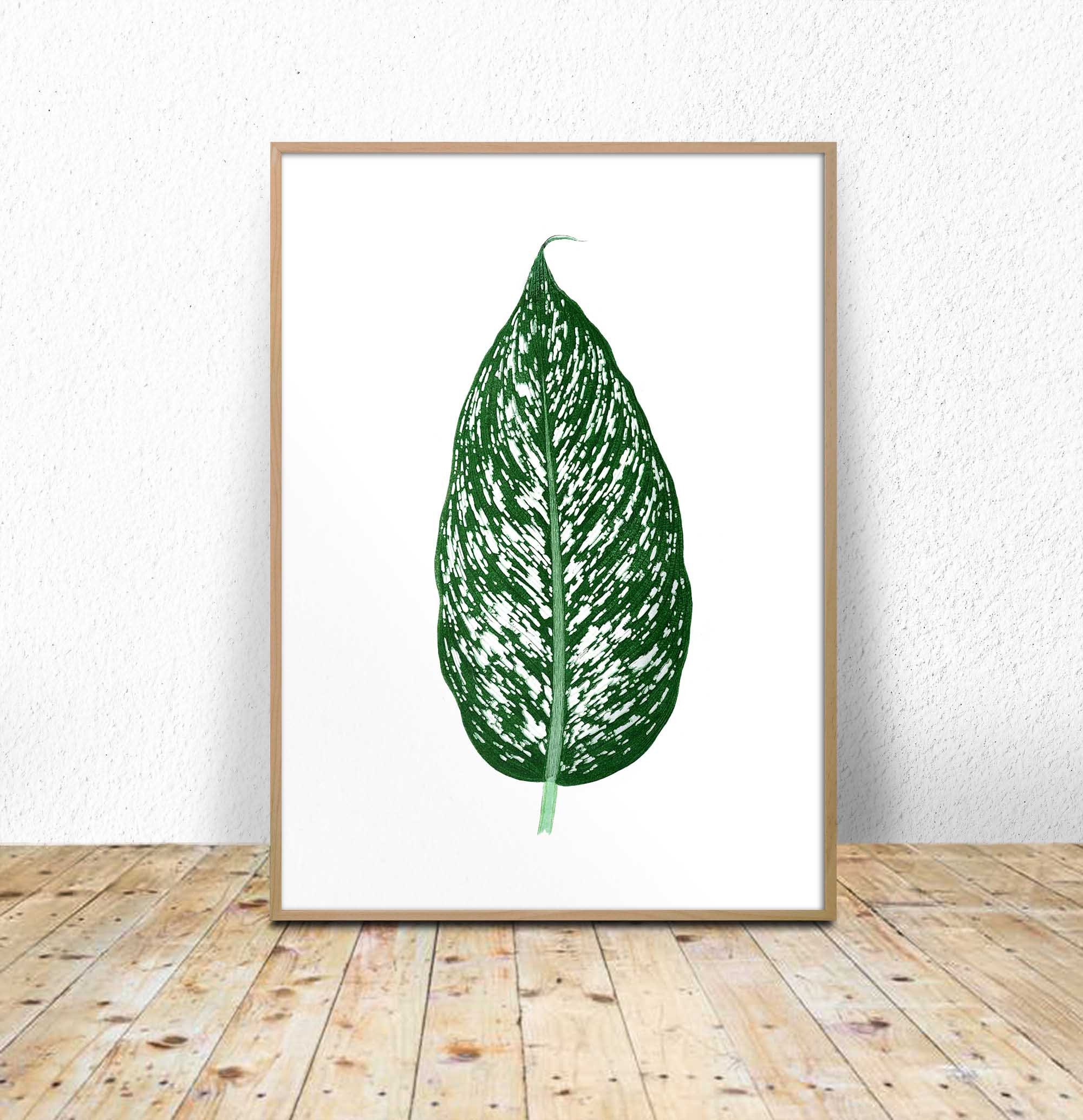 Leaf Art Print, Printable, Green Leaf Print, Leaf Illustration, Leaf ...
