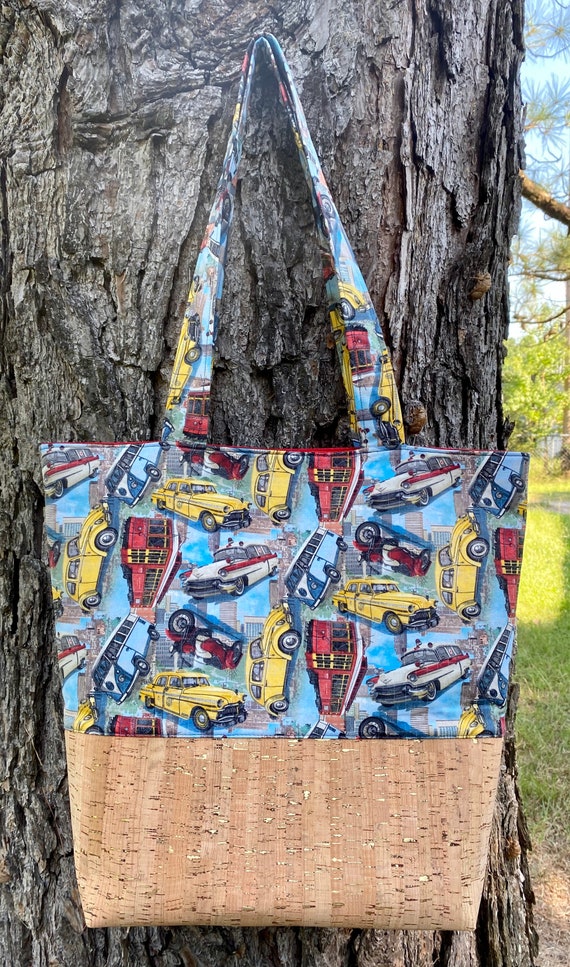 VW Bus Bug Trolley Tote Bag with Cork Bottom with Magnetic | Etsy