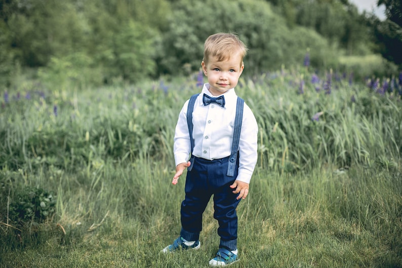 Jongens linnen pak, baby zegenen outfit, jongens doop outfit, baby ...