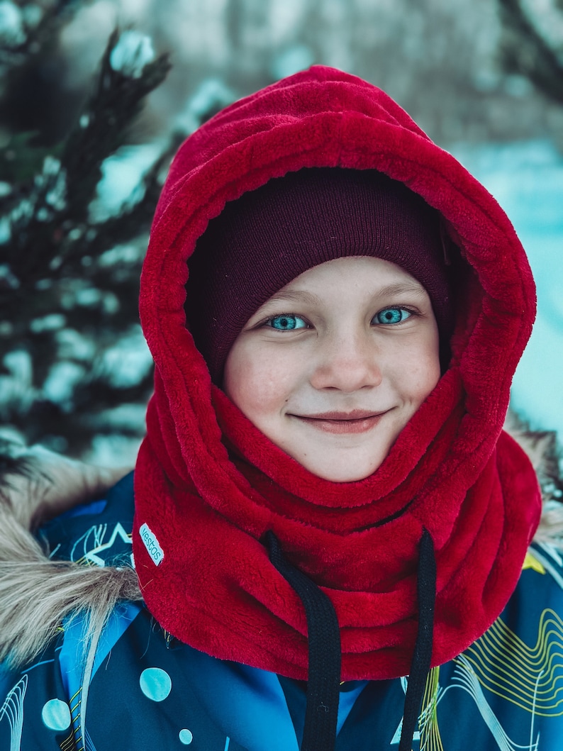 Trendy Fleece Balaclava for Kids. Hood Helmet Compatible Warm Winter ...