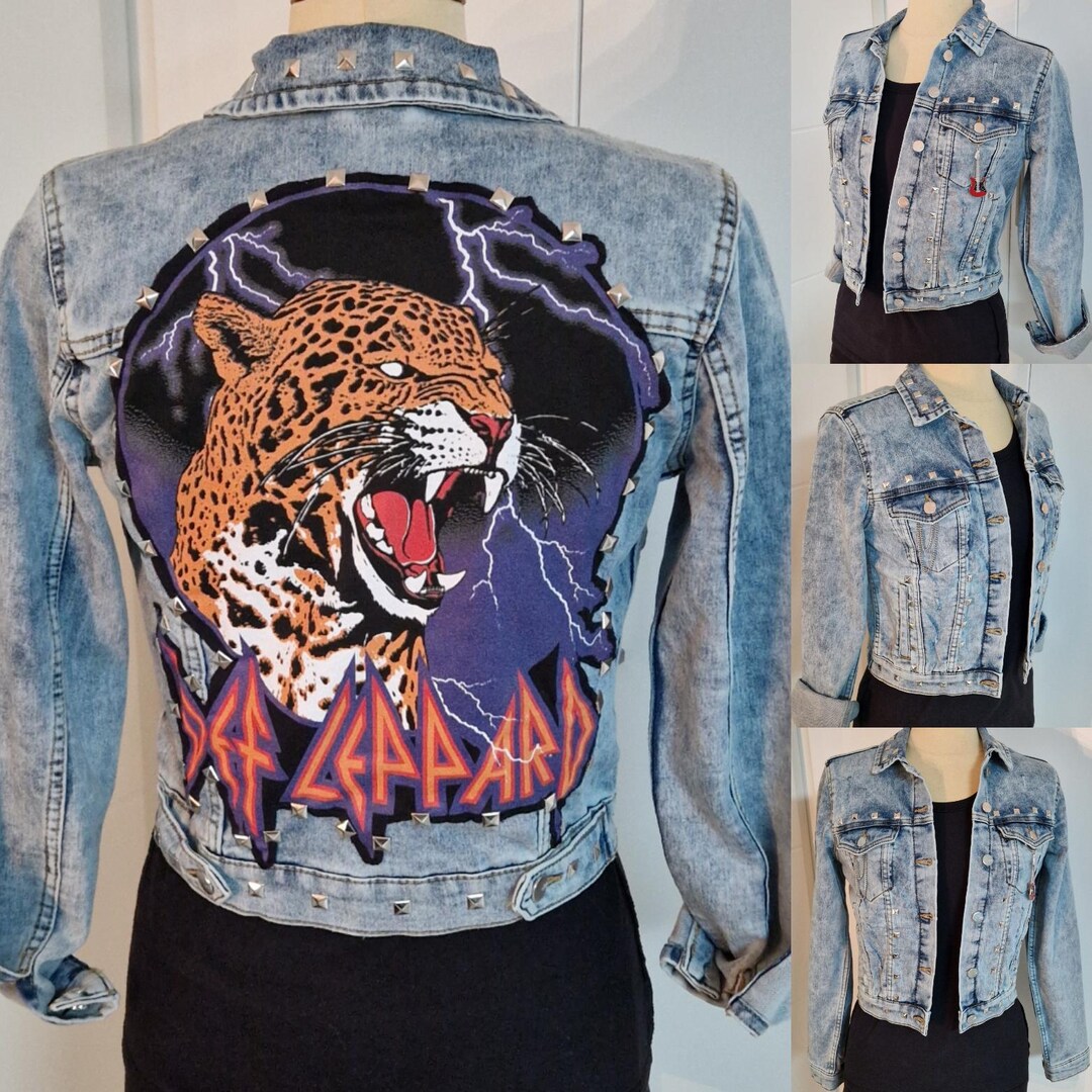 Jeans Jacket Def Leppard Ladies, Denim Jacket Ladys - Etsy