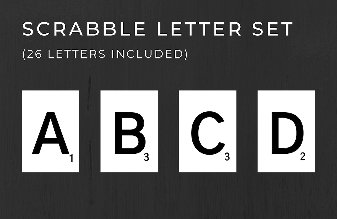 Scrabble Letters Alphabet Set A-Z Black and White Printable - Etsy