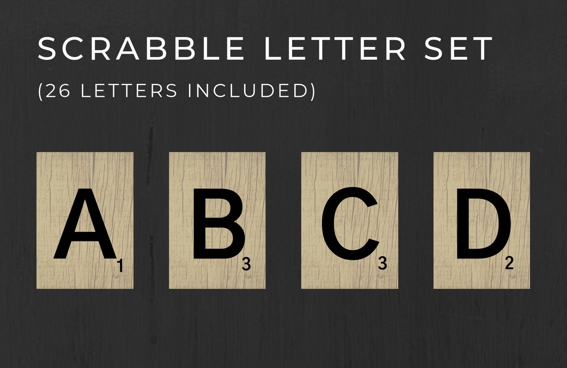 Scrabble Letters Alphabet Set A-Z Wooden Printable Art | Etsy