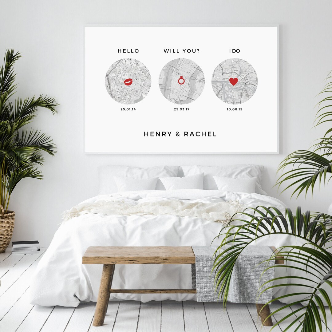 From Hello to I Do Map Print, Digital Download, Personalized Home Map ...