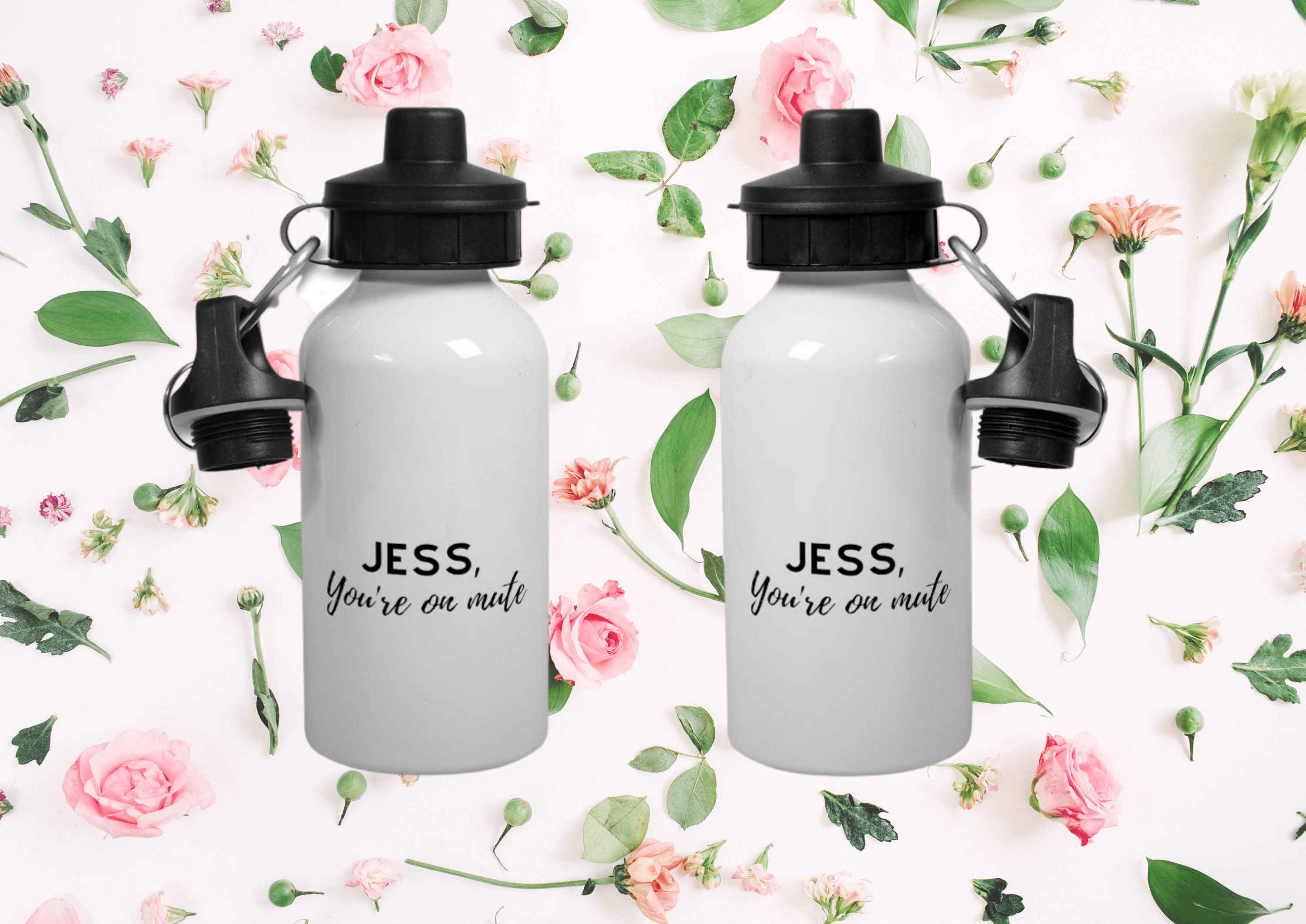 You're on mute personalised water bottle working from | Etsy