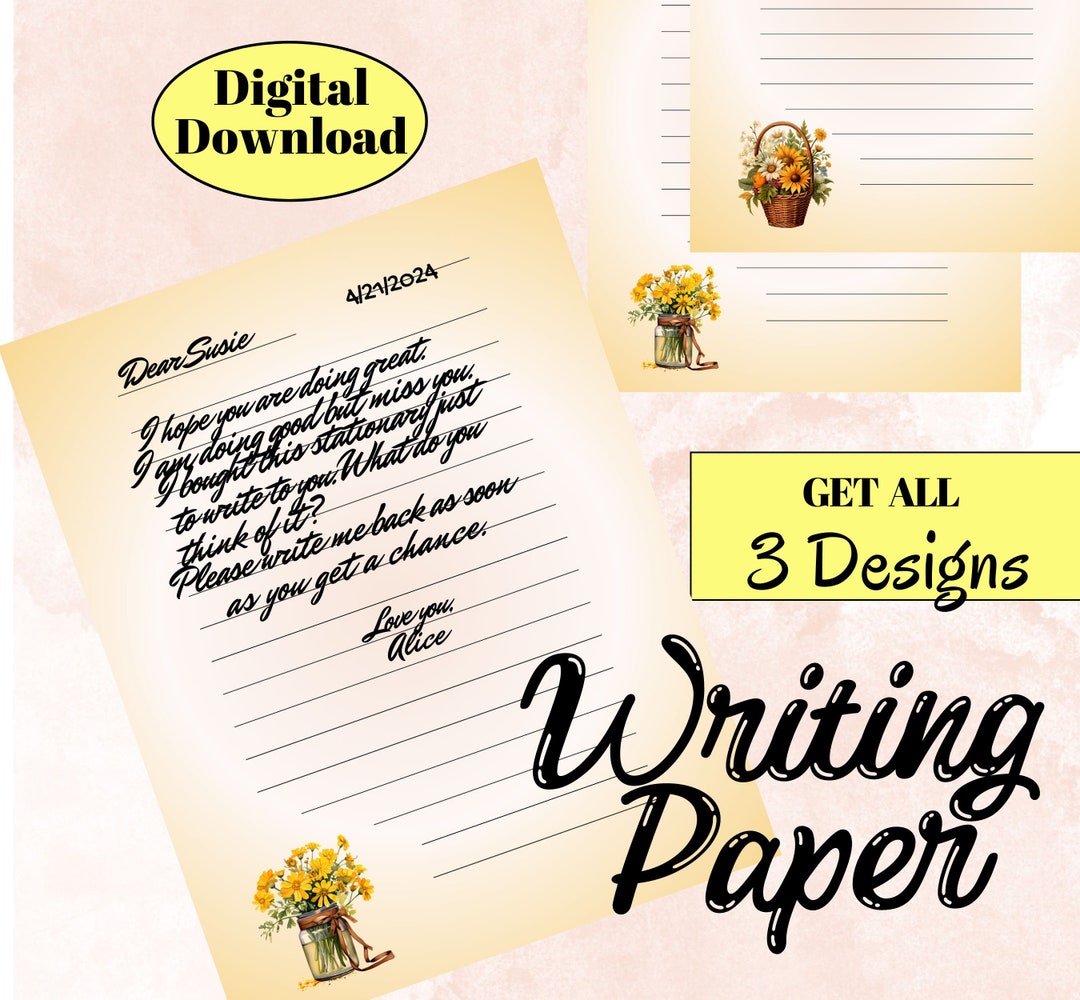 Floral Writing Paper Set, Printable Stationery, Journal Pages (digital ...