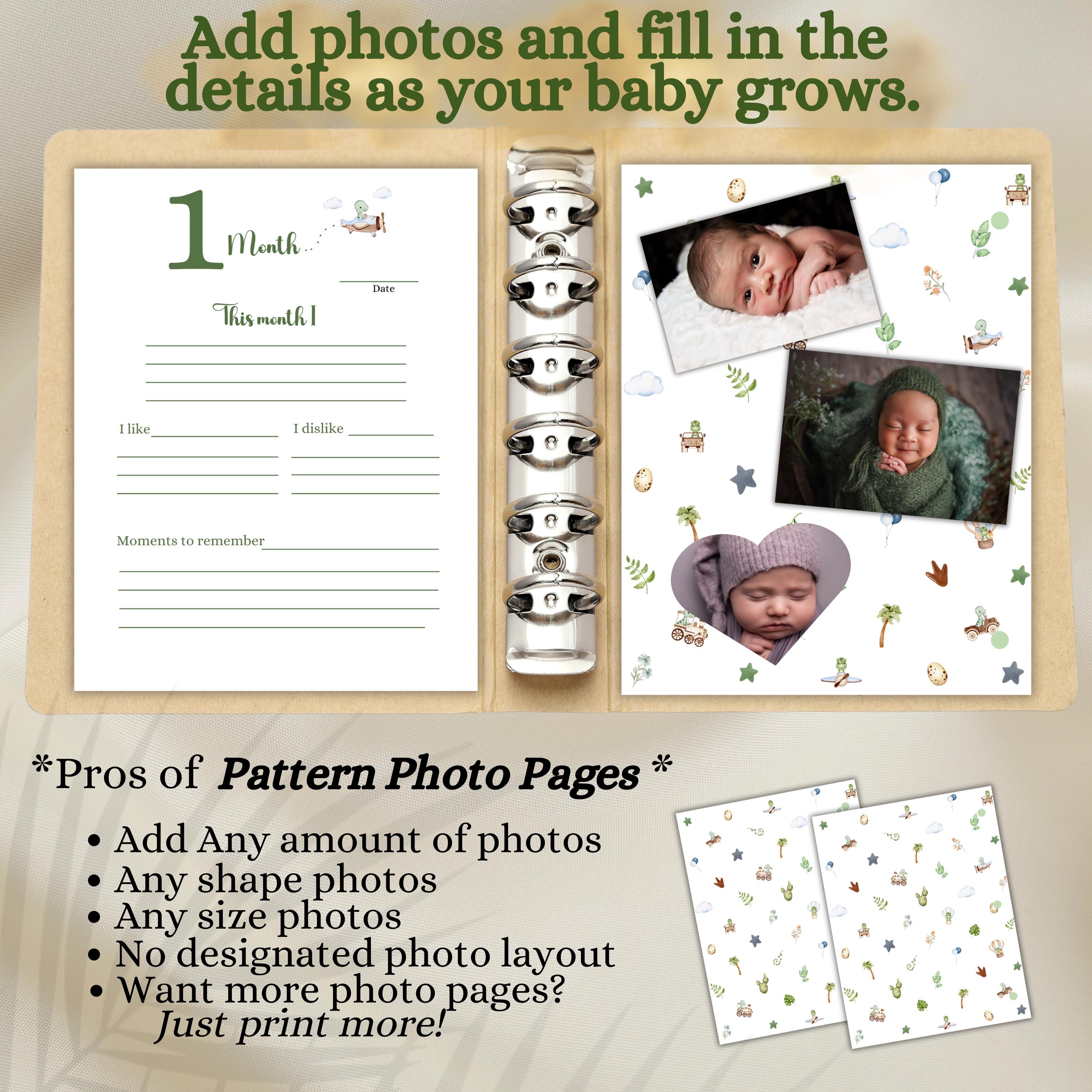 Dino Baby 1st Year Memory Book Pages, Digital Download, Editable, Baby ...