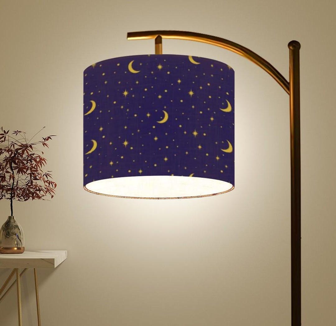 Arc Floor Lamp and Moon and Star Themed Lamp Shade, Astrology Lunar ...