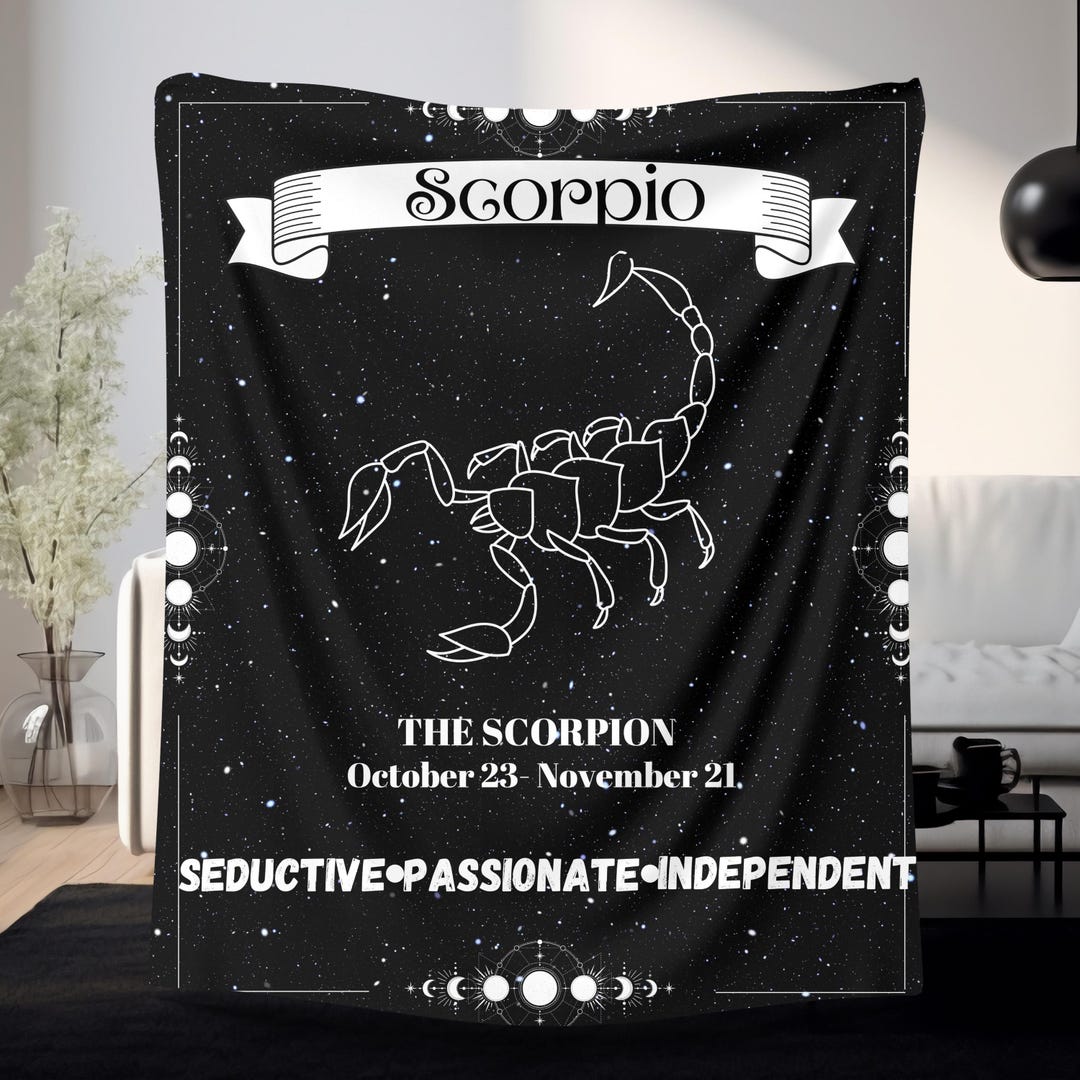 Scorpio Velveteen Plush Blanket Zodiac Sign Gift, 50x60 Astrology Décor ...