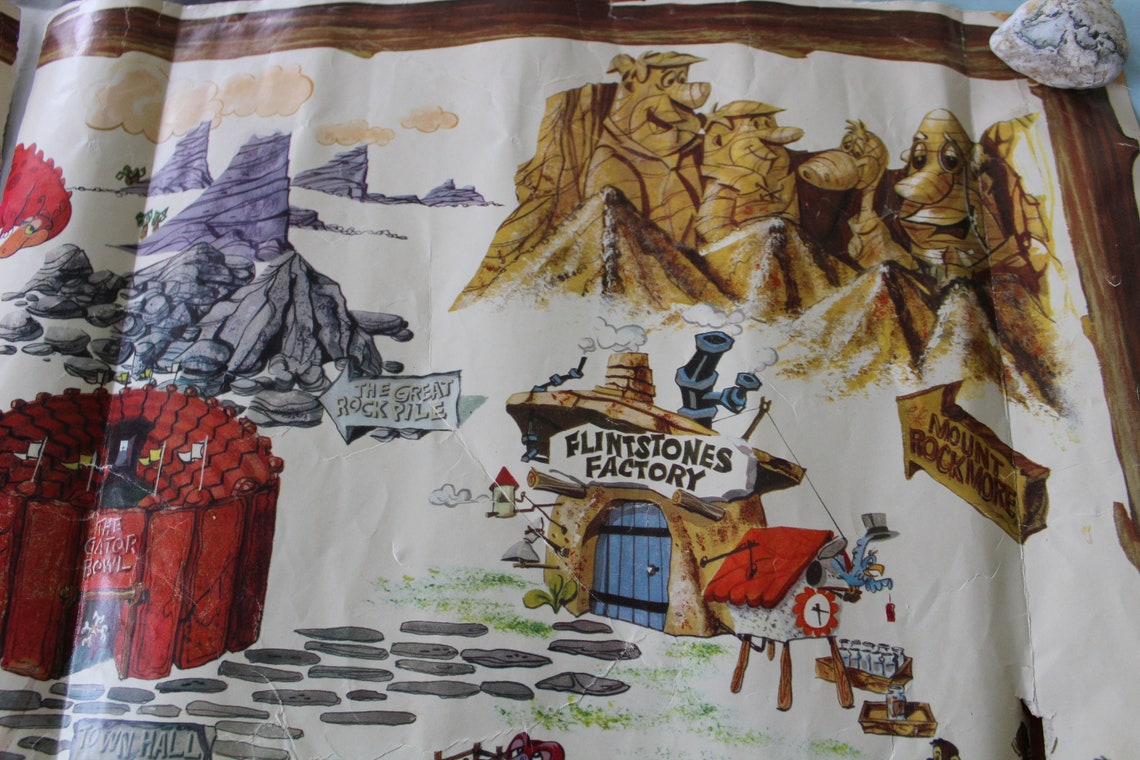 Flintstones - History of Bedrock Poster by J.R. Wainwright - 1970 - Etsy