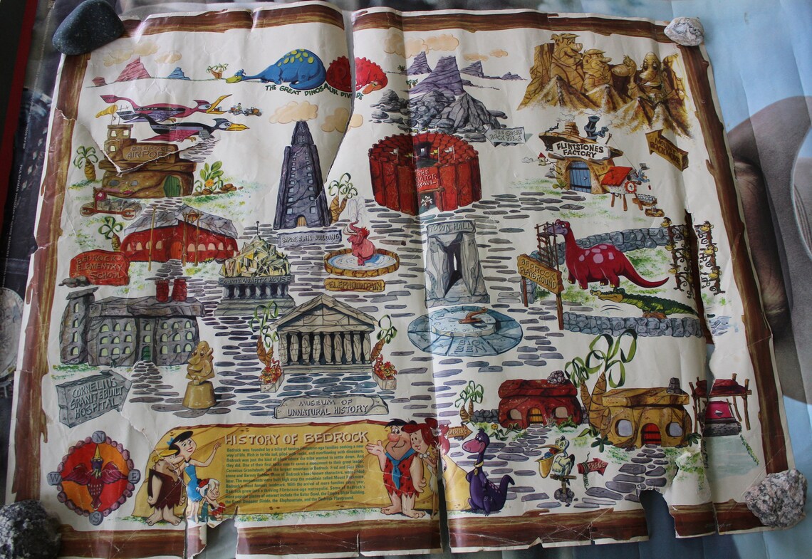Flintstones - History of Bedrock Poster by J.R. Wainwright - 1970 - Etsy
