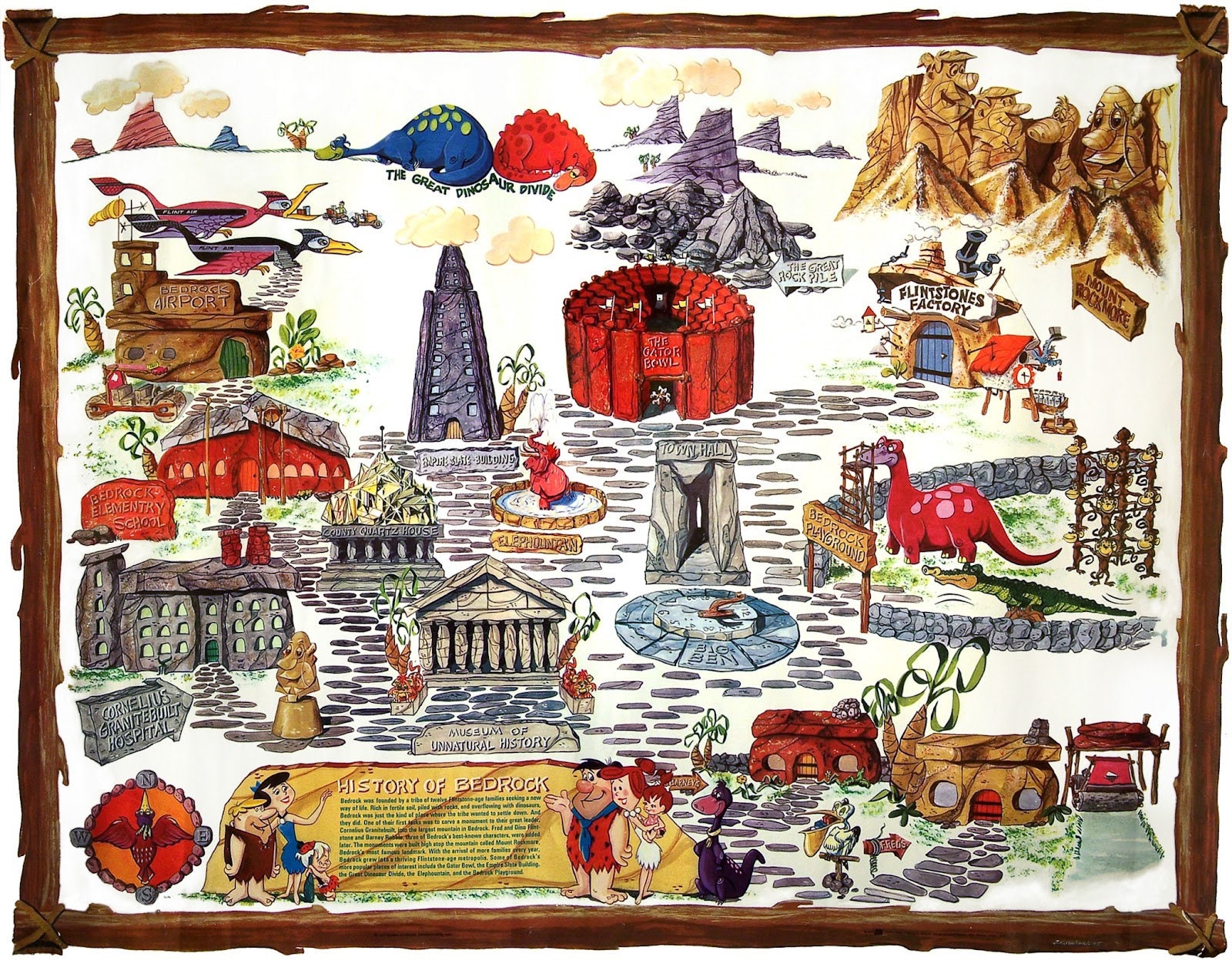 Flintstones History of Bedrock Poster by J.R. Wainwright | Etsy