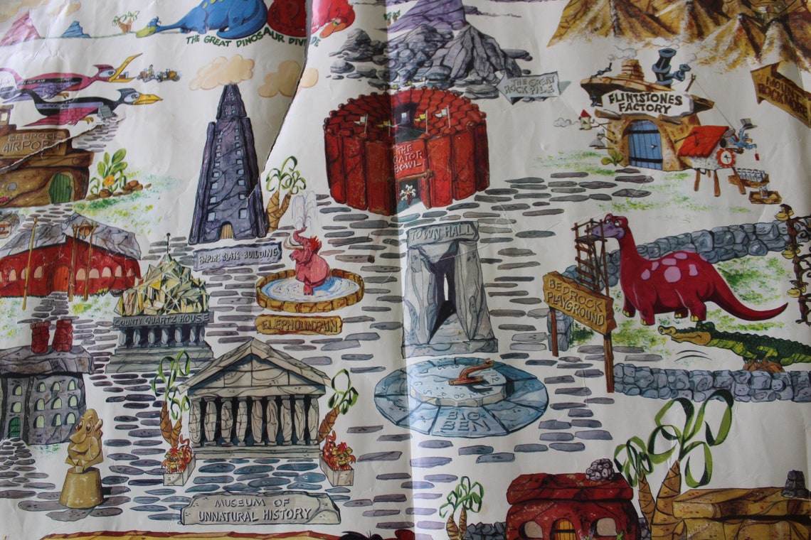 Flintstones - History of Bedrock Poster by J.R. Wainwright - 1970 - Etsy