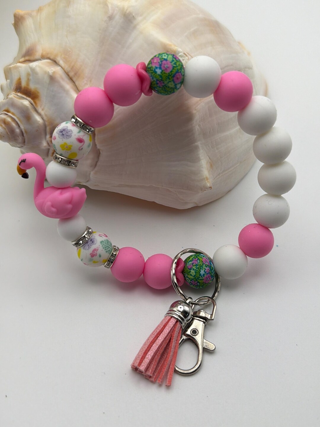Pink Flamingo Wristlet/keychain | Flamingo Wristlet |pink Flamingo Key ...