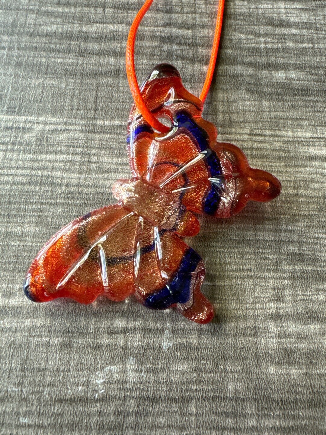 Orange Butterfly Pendant Murano Glass Butterfly Butterfly Pendant ...