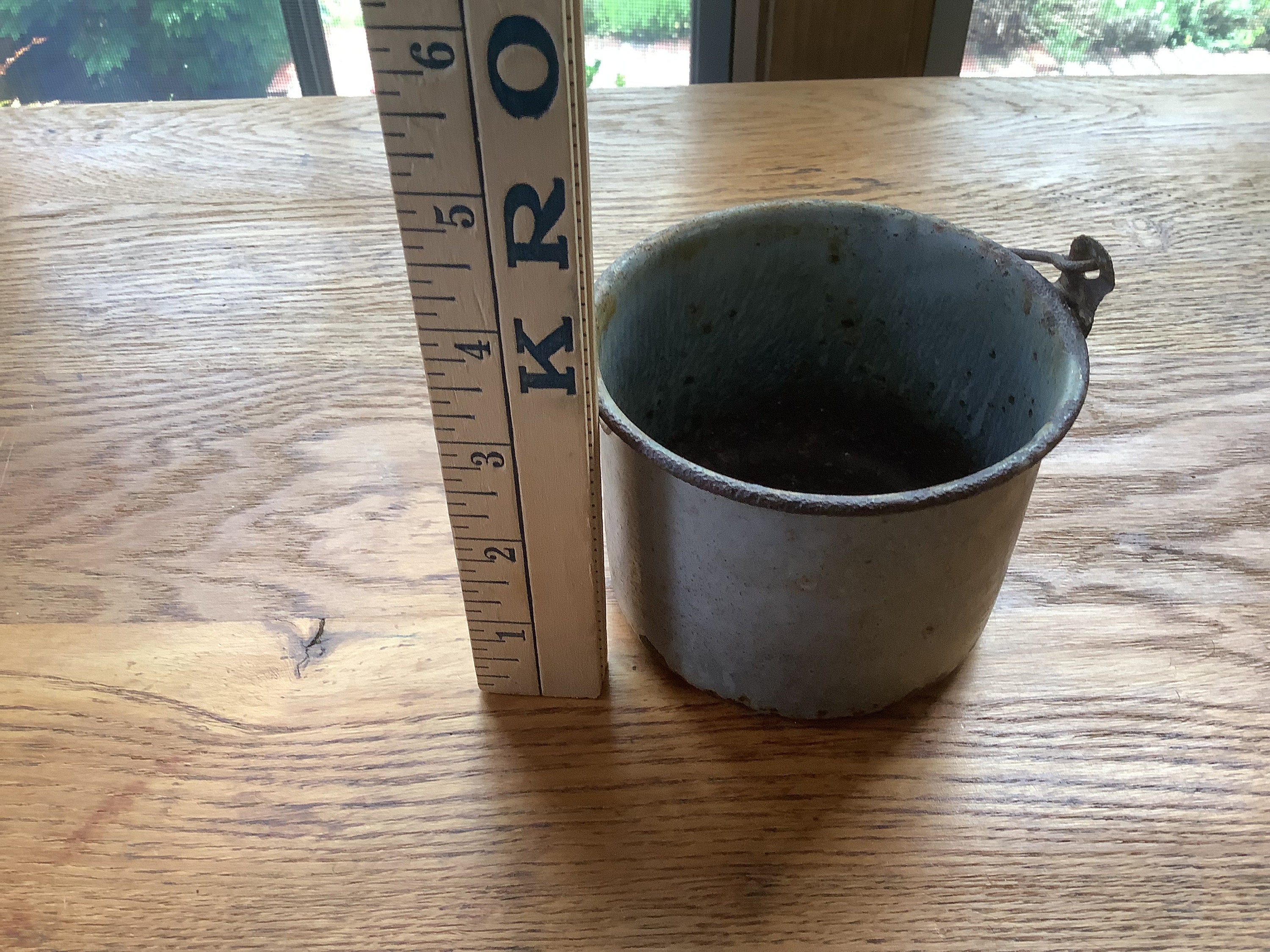 Vintage Blue/gray Enamelware Dipper and Small Pail - Etsy