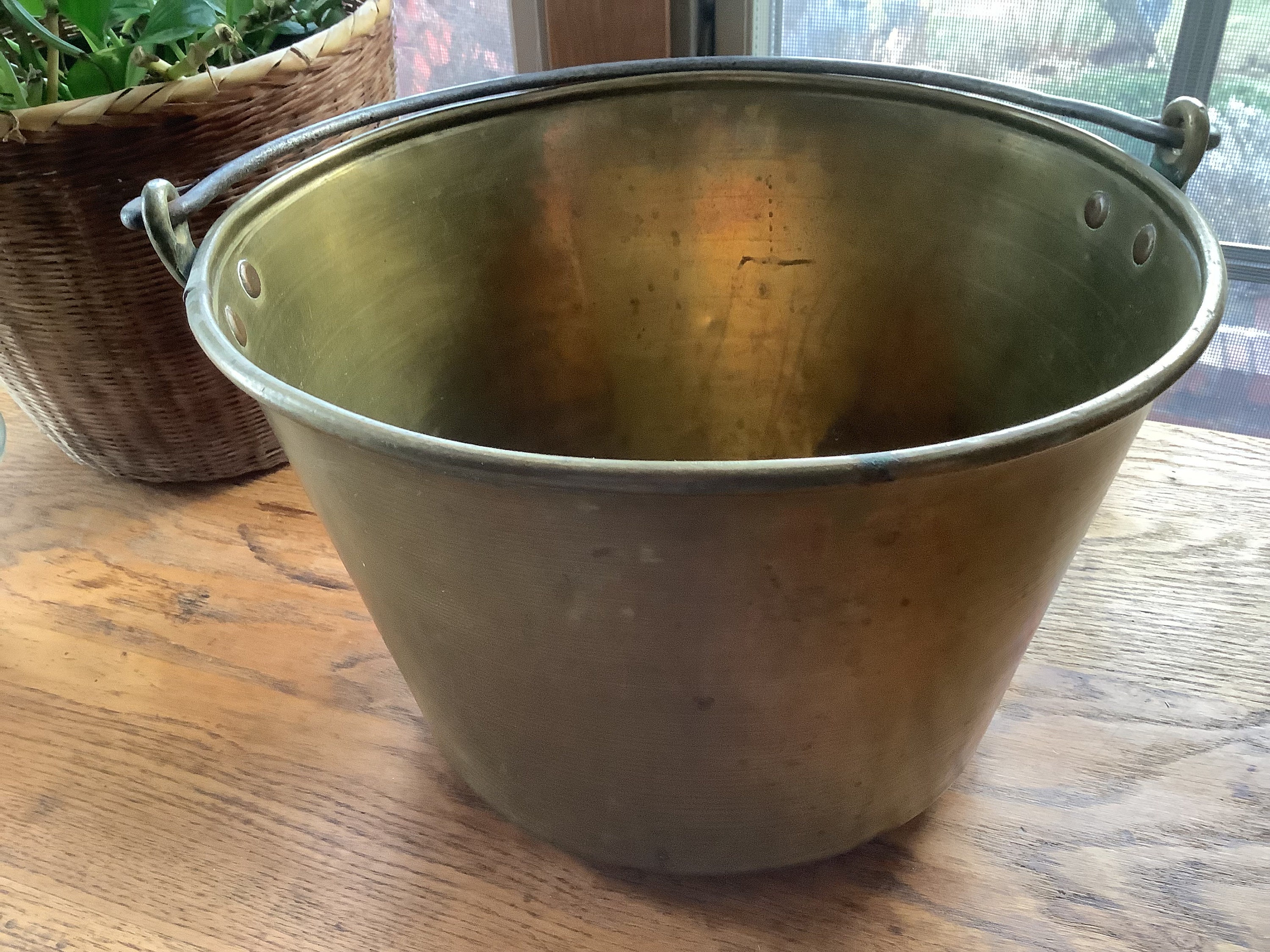 Antique 1851 Solid Brass Bucket With Handle/hiram W. Walker Waterbury ...