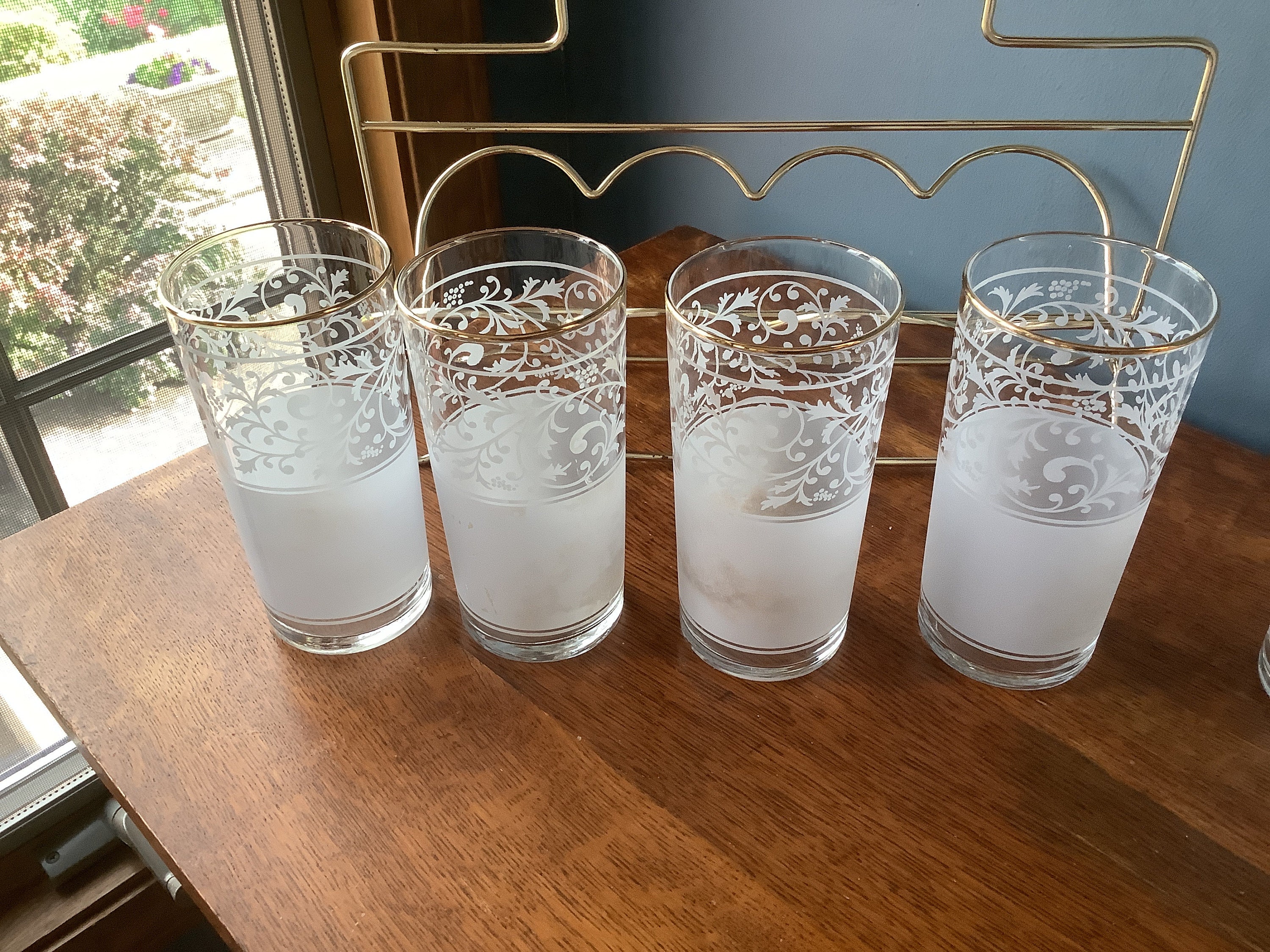 Vintage Libby Fold up Caddy and Eight Alexandra Glasses/beverage Caddy ...