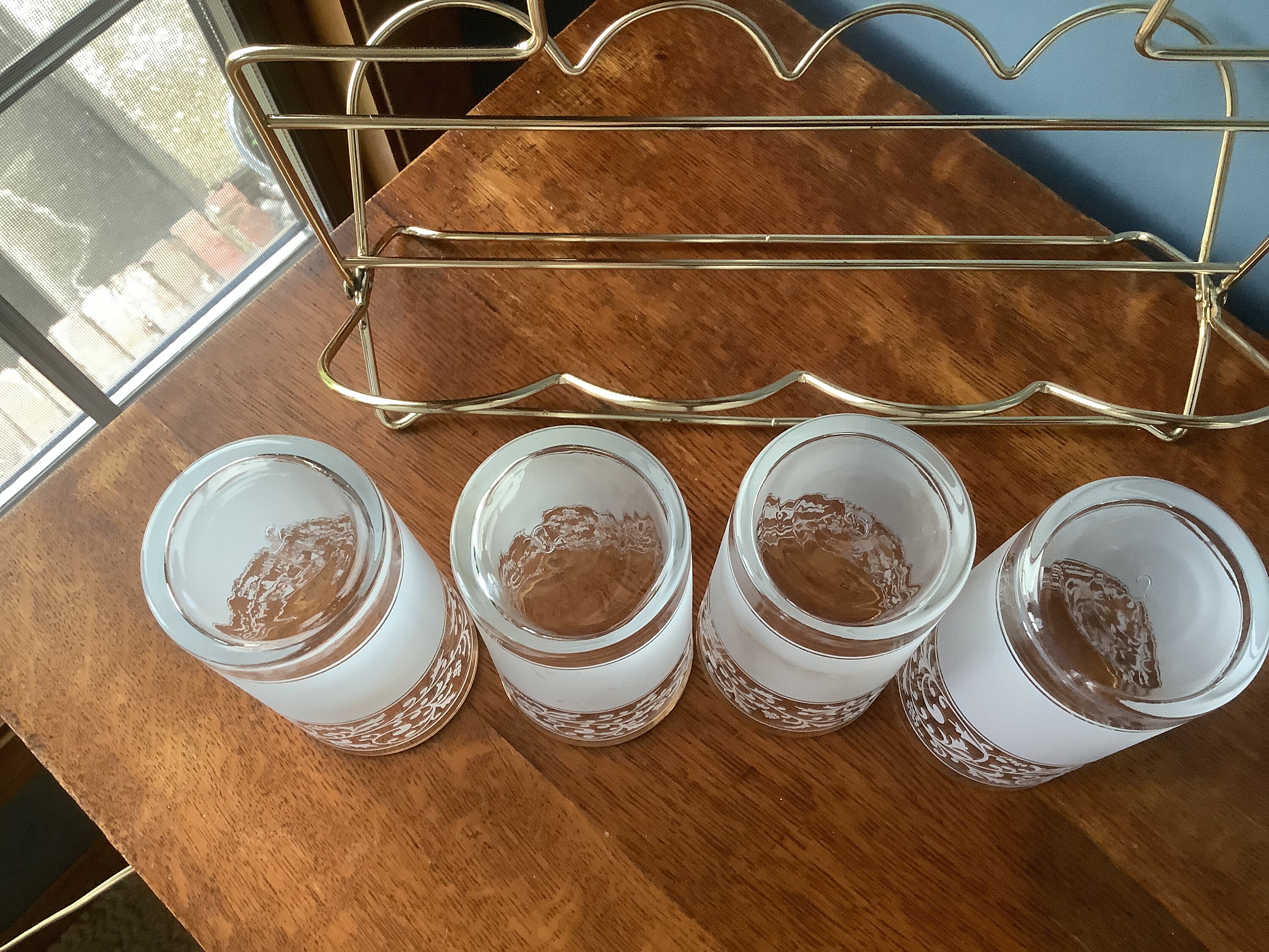 Vintage Libby Fold up Caddy and Eight Alexandra Glasses/beverage Caddy ...