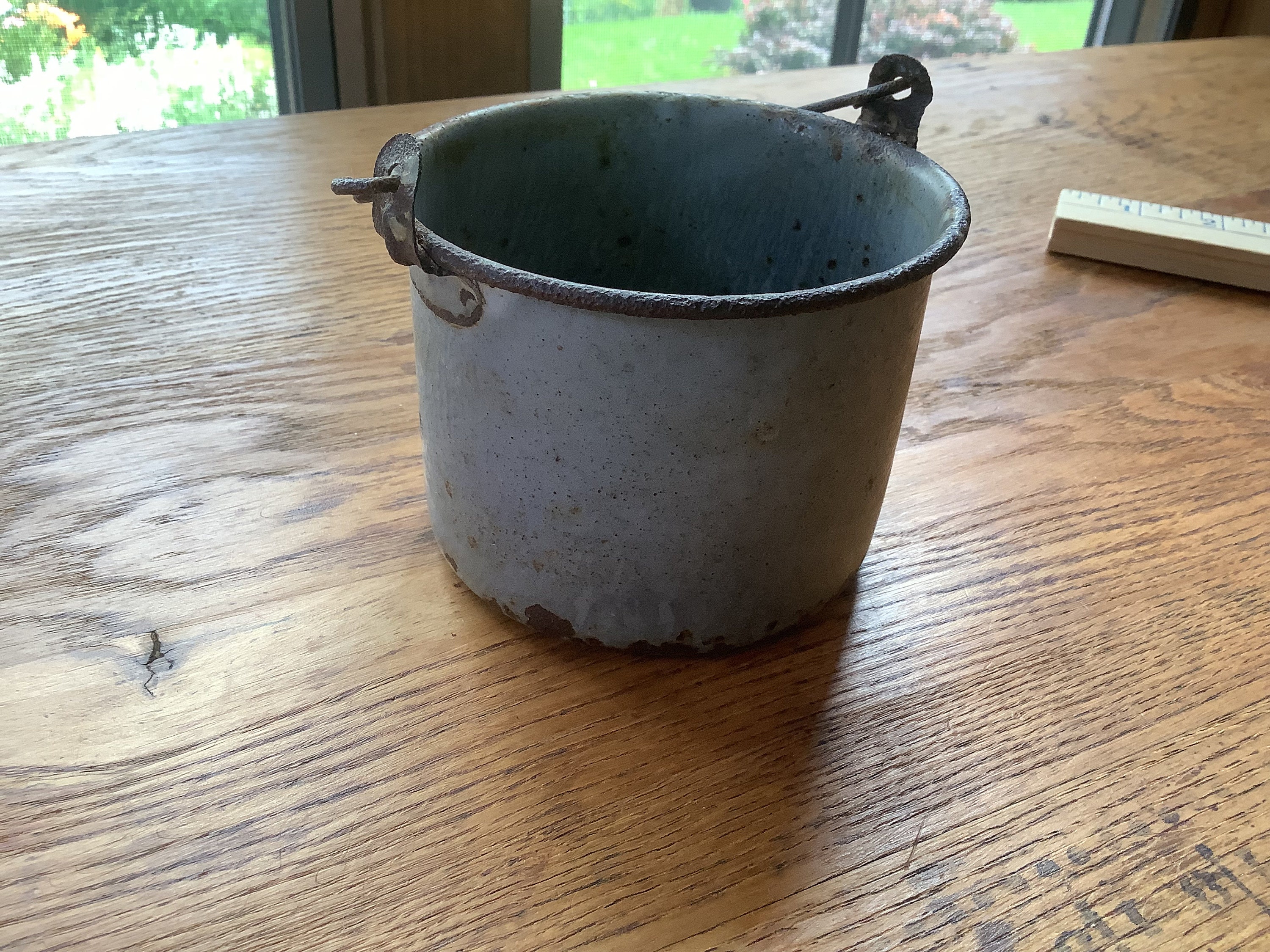 Vintage Blue/gray Enamelware Dipper and Small Pail - Etsy