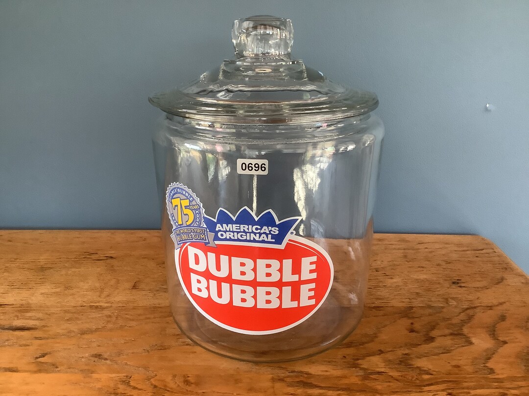 Vintage Double Bubble Glass Candy/gum Jar 75th Anniversary/vintage ...