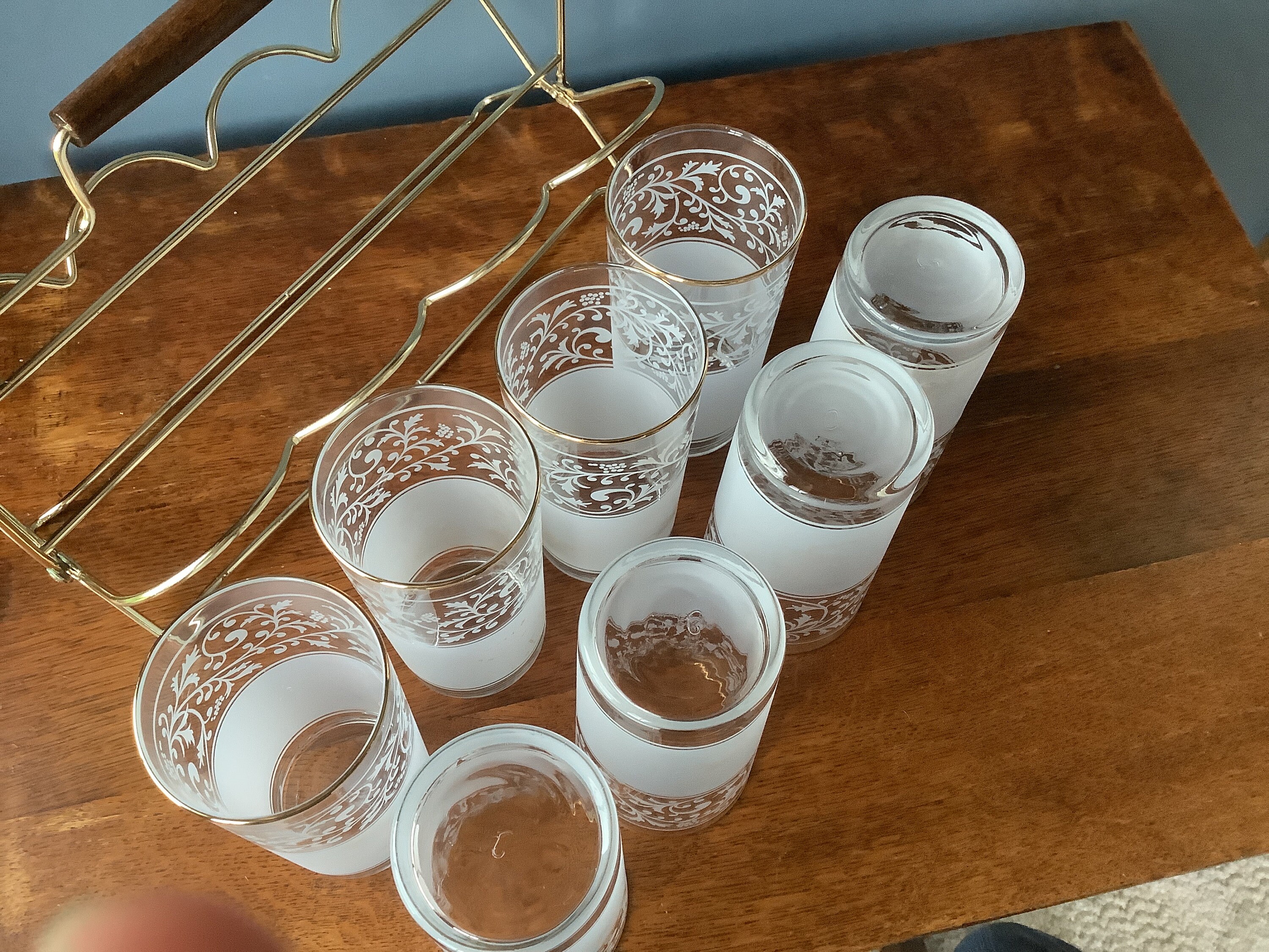 Vintage Libby Fold up Caddy and Eight Alexandra Glasses/beverage Caddy ...