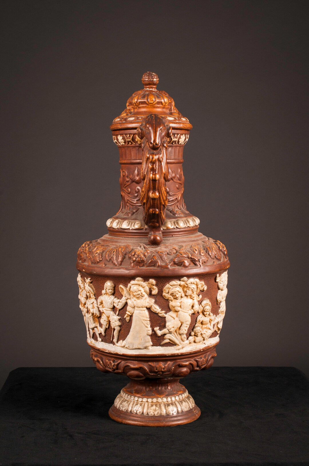 Black Forest Pottery, Harvest Wine Jug With Hunting Theme, 1930s ...