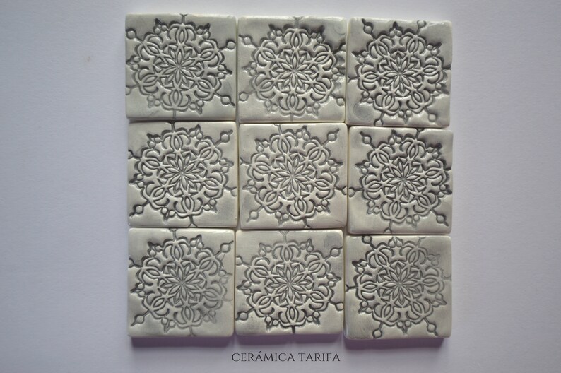 Small ceramic grey tiles handmade spanish tiles ceramic | Etsy