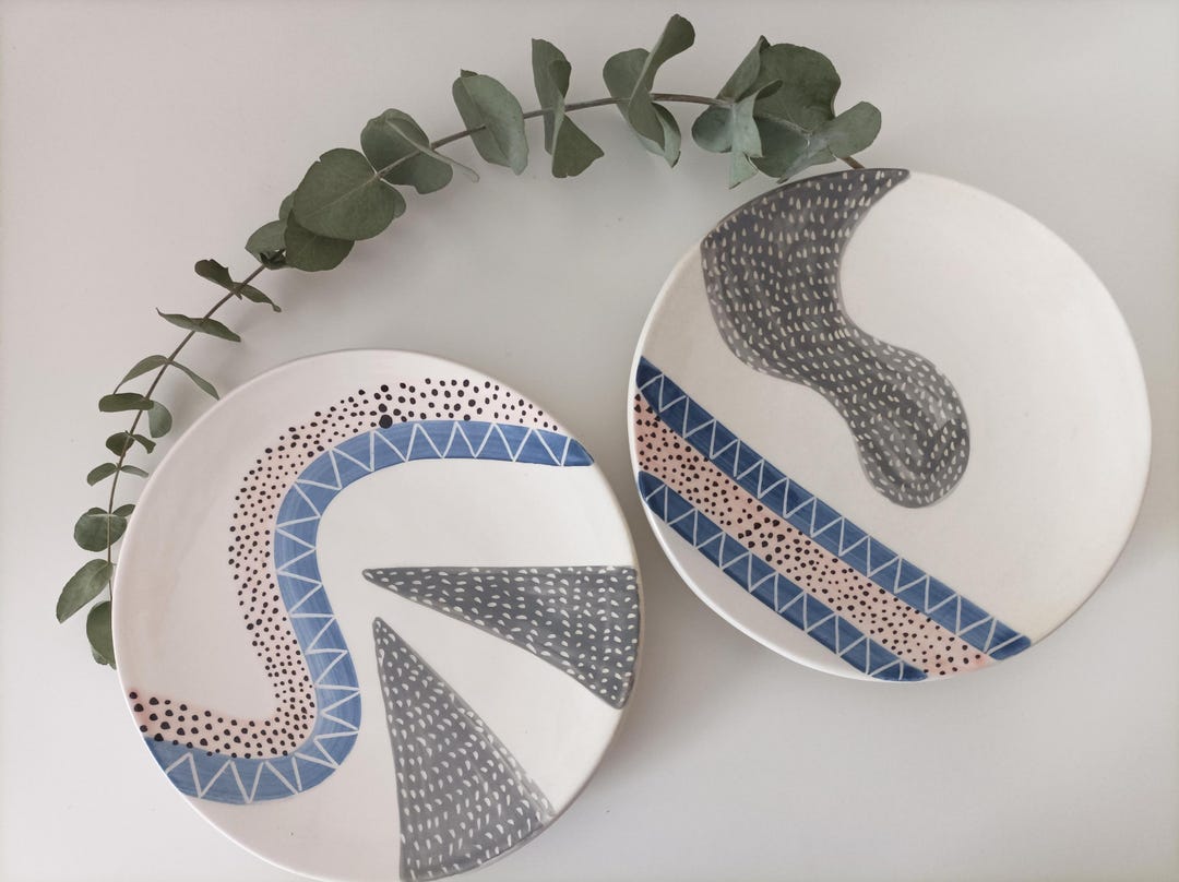 Modern Plates Handmade and Decorated With Cheerful and Geometric ...