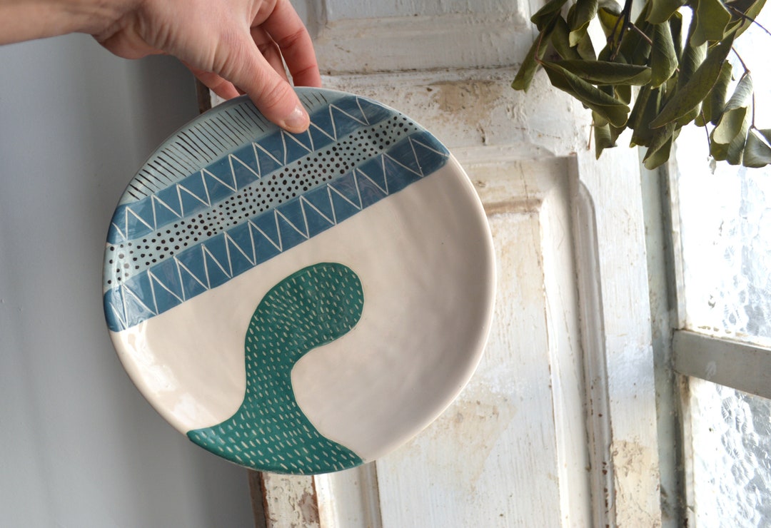 Modern Side Plates Handmade and Decorated With Cheerful and Geometric ...