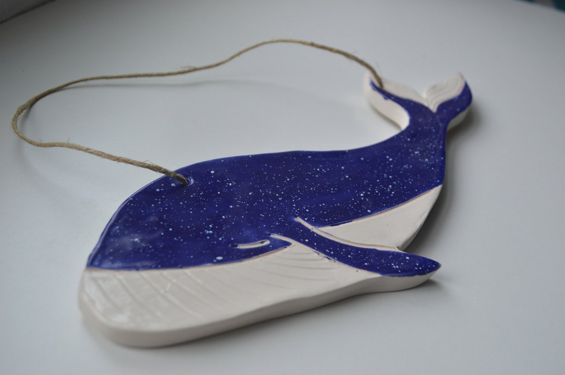 Ceramic Blue Whale Whale Wall Decoration Ocean Design Blue | Etsy